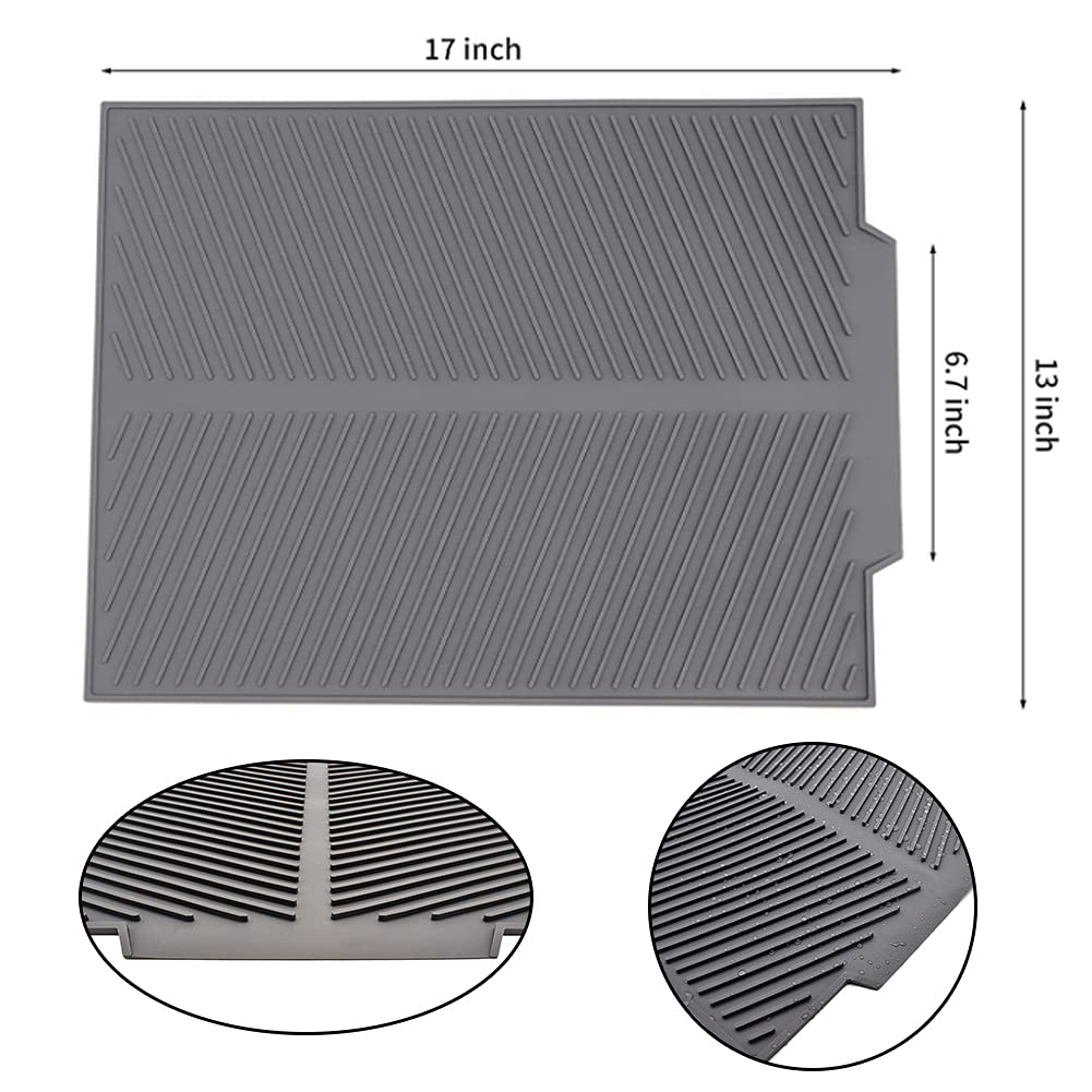 Tumtanm Silicone Draining Board Mat, Folding Draining Mat, 17βx13β Large Drain Pad Eco-Friendly Drainer Mat Heat Resistant Pot Mat Dishwasher Safe Trivet Mat