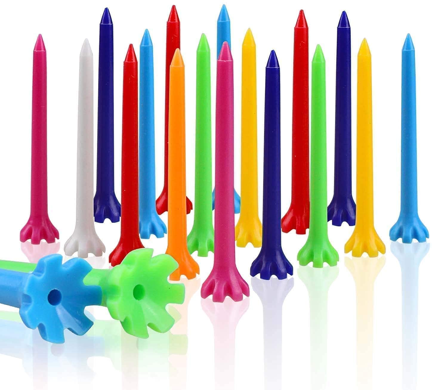 KOFULL Golf Tees Plastic, 2 3/4 Inch Unbreakable Golf Tees Colorful Plastic Golf tees with Claw(100 Count)