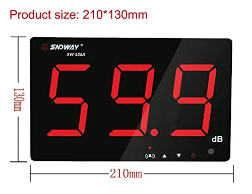 SNDWAY SW-525A 30-130dB Digital Sound Level Meter with Large LCD Display Noise Meter Decibel Wall Mounted Hanging (525A)