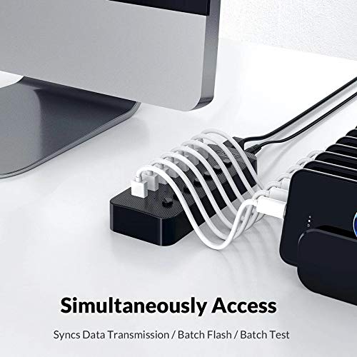 XXXDXDP 7 Port Powered USB 3.0 HUB BC1.2 Charger Splitter with Individual on/Off Switches and 12V/2A Power Adapter for PC Computer