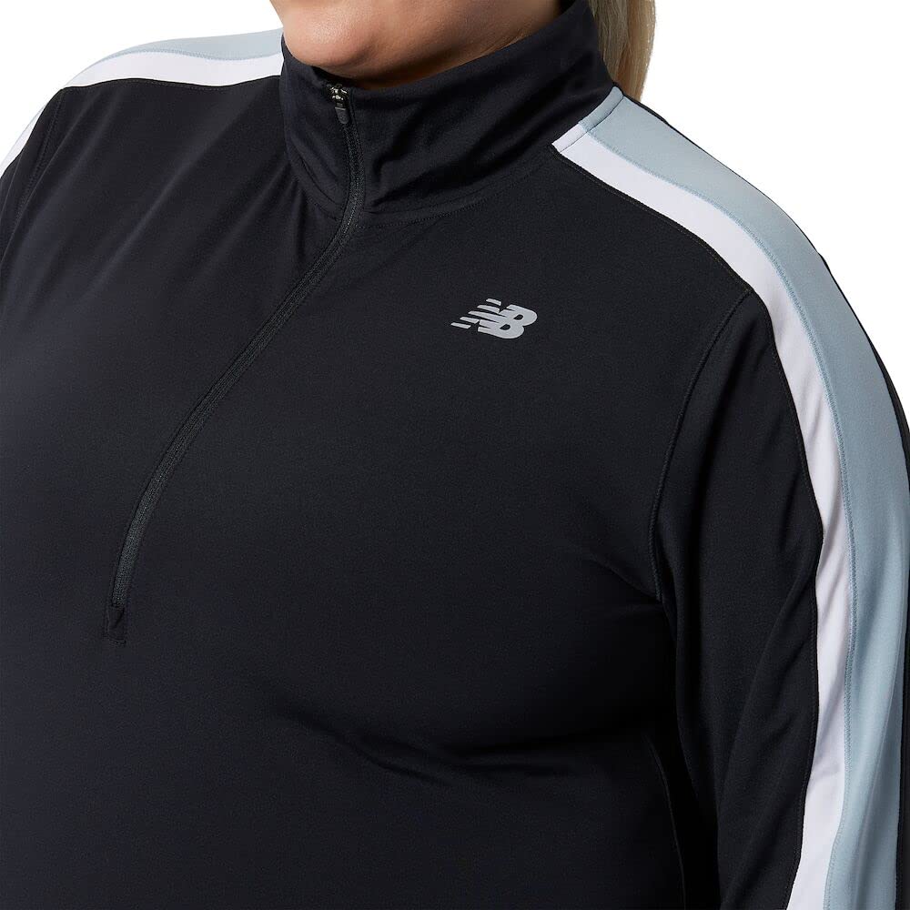 New Balance womens Accelerate Half Zip Shirt, Black, Small US