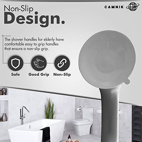 Shower Handle - 2 Pack Suction Grab Bars for Bathtubs and Showers. Shower Safety Bars for Seniors Elderly Handicap - Suction Cup Handles for Shower - Camnik