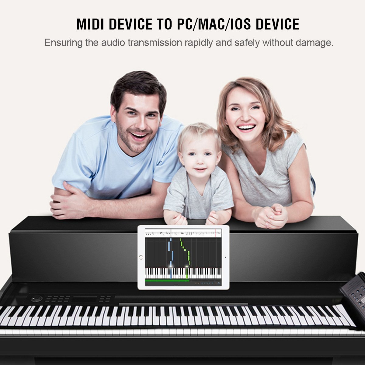 Oxsubor USB MIDI Cable-Upgrade Professional MIDI to USB in-Out Cable Adapter Converter Connect Piano Keyboard to PC/Laptop for Editing&Recording 2M(6.5FT) (Black)