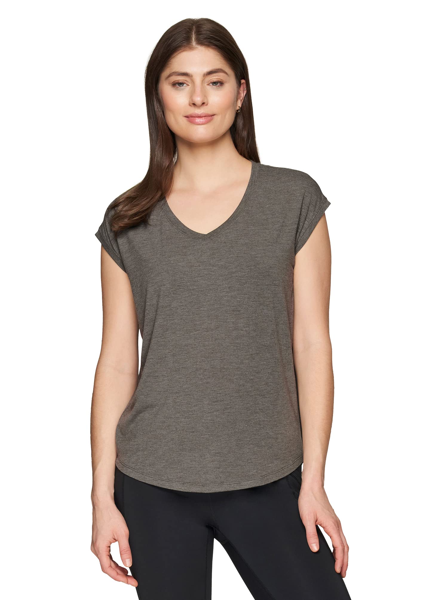 RBX Women's Fashion Workout Breathable V-Neck Soft Jersey Gym Yoga Tee S22 Olive XXL