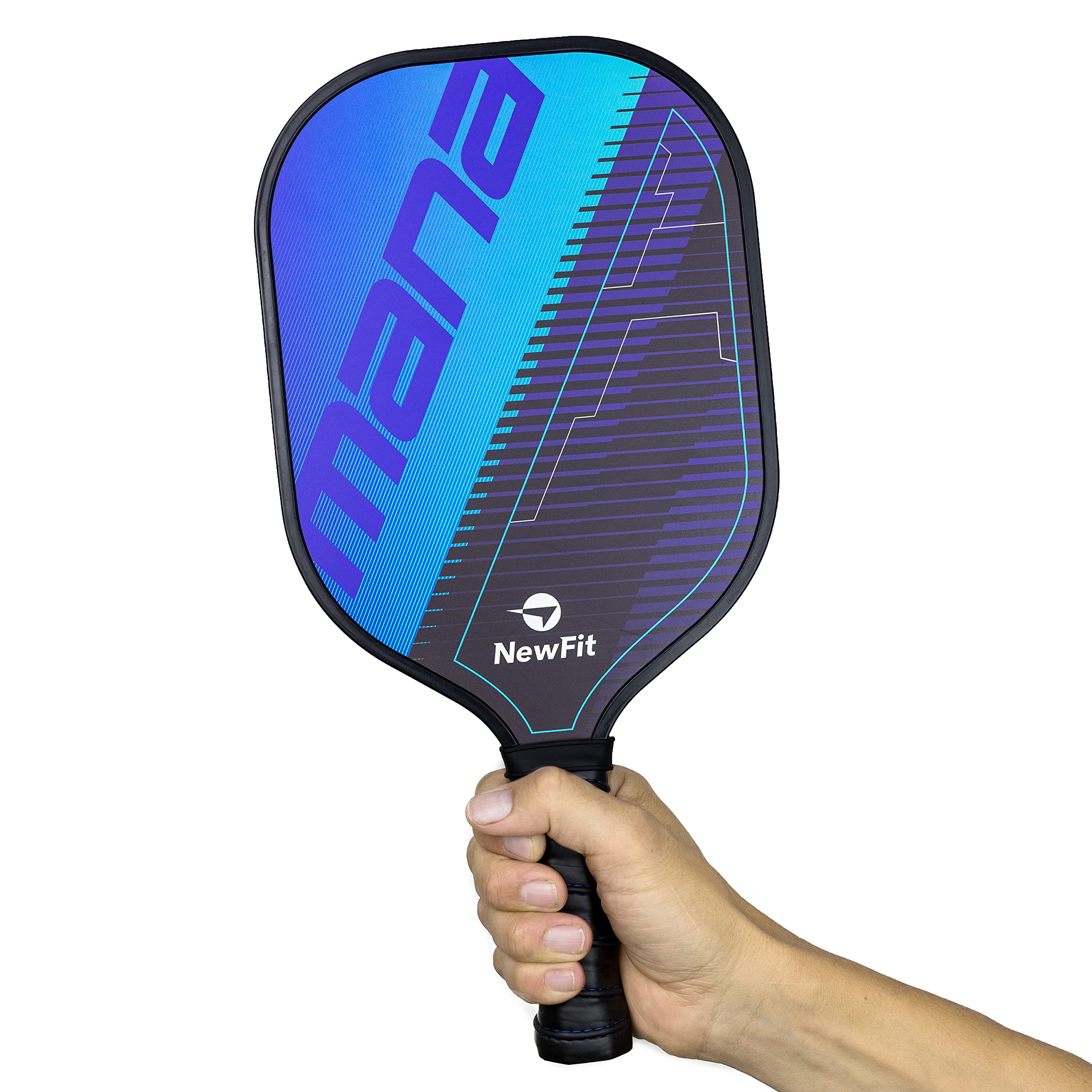 NewFit Mana Pickleball Paddles - Pickleball Paddle Set of 2 with Bag and Four Pickleballs - Graphite Face & Honeycomb Polymer Core for a Quiet and Light Pickleball Racket (Blue-Pink)…