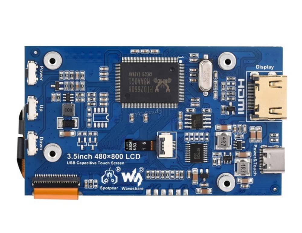 XYGStudy 3.5inch IPS 480×800 HDMI Capacitive Touch LCD Adjustable Brightness Display Panel Supports Raspberry Pi Jetson Nano Supports Windows 11 / 10 / 8.1 / 8 / 7 PC