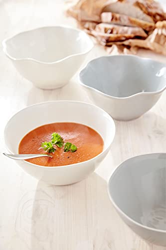 Portmeirion Sophie Conran Floret Stoneware All Purpose Bowls 7 Inch Set of 4 - Dishwasher & Microwave Safe Great Kitchen Home Use for Serving Cereal Soup Salad & More, Robins Egg