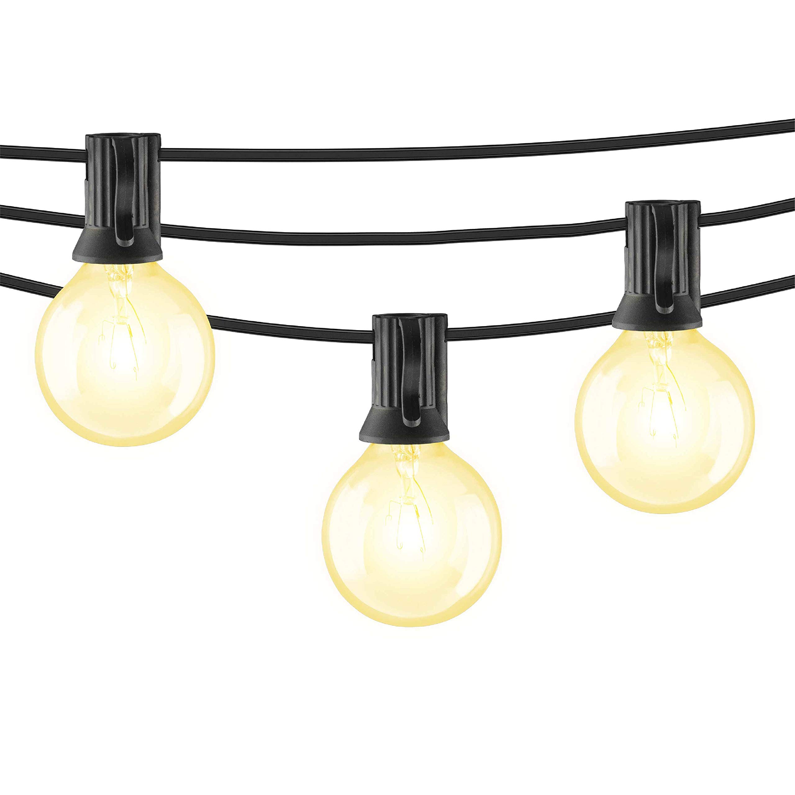 Mr Beams 5W G40 Globe Bulb Incandescent Weatherproof Indoor/Outdoor String Lights, 50 ft, Black