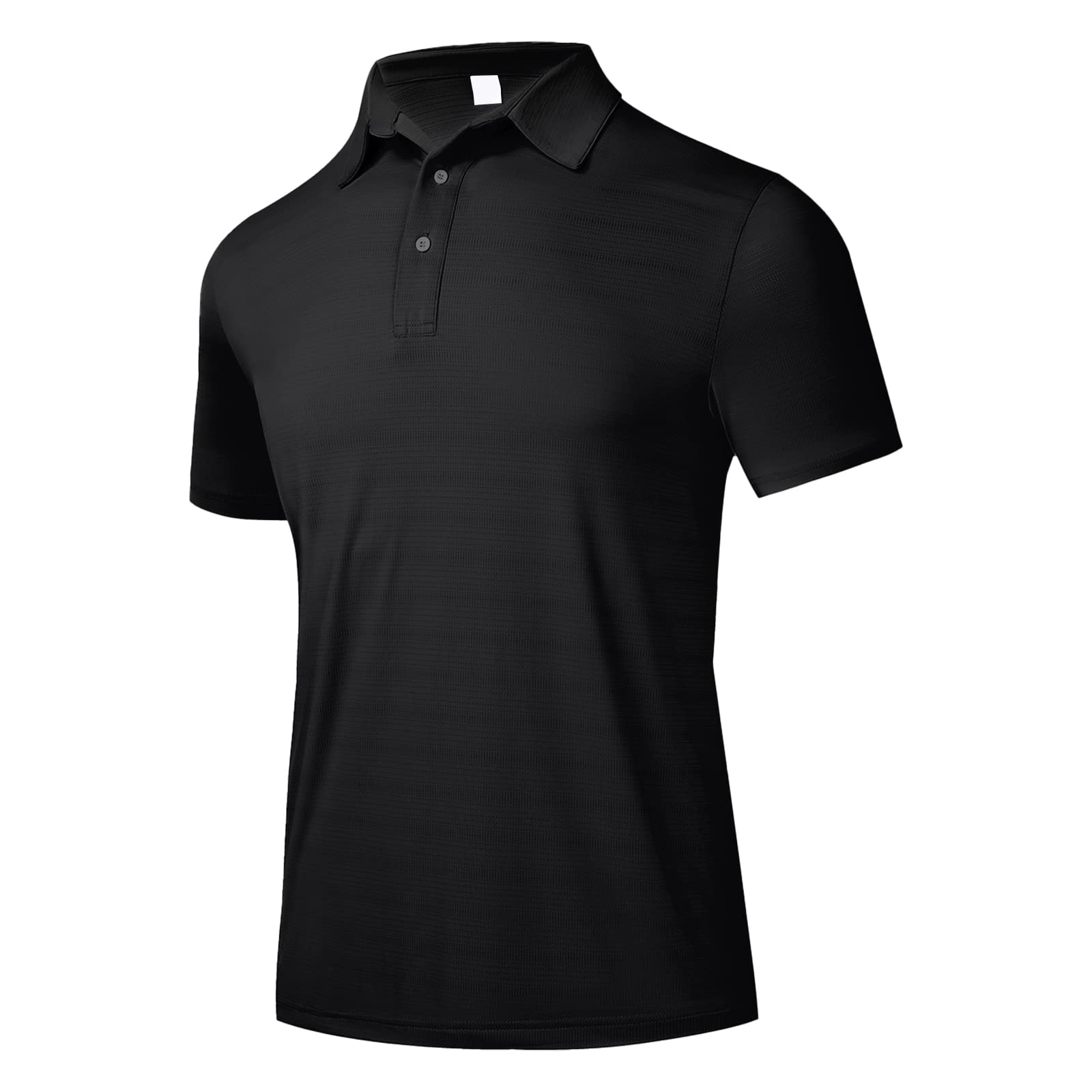 Mens Golf Polo Shirts Dry Fit Solid Collared Shirts Short Sleeve Performance Athletic Tennis T-Shirt Black M