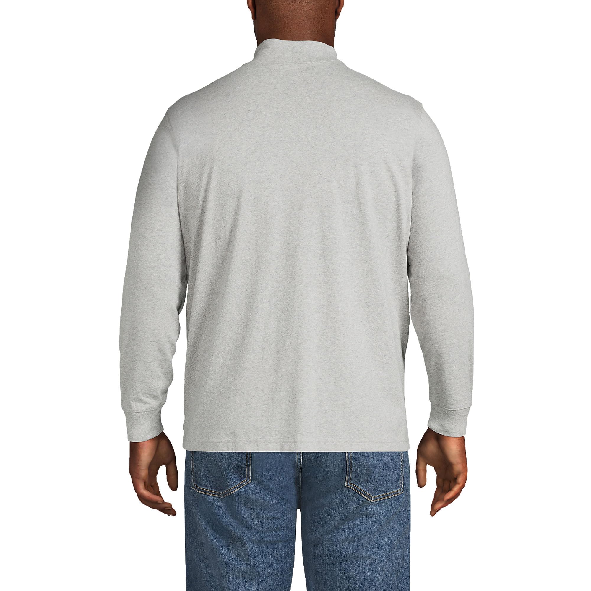 Lands' End Mens Long Sleeve Super-T Mockneck Gray Heather Regular Medium