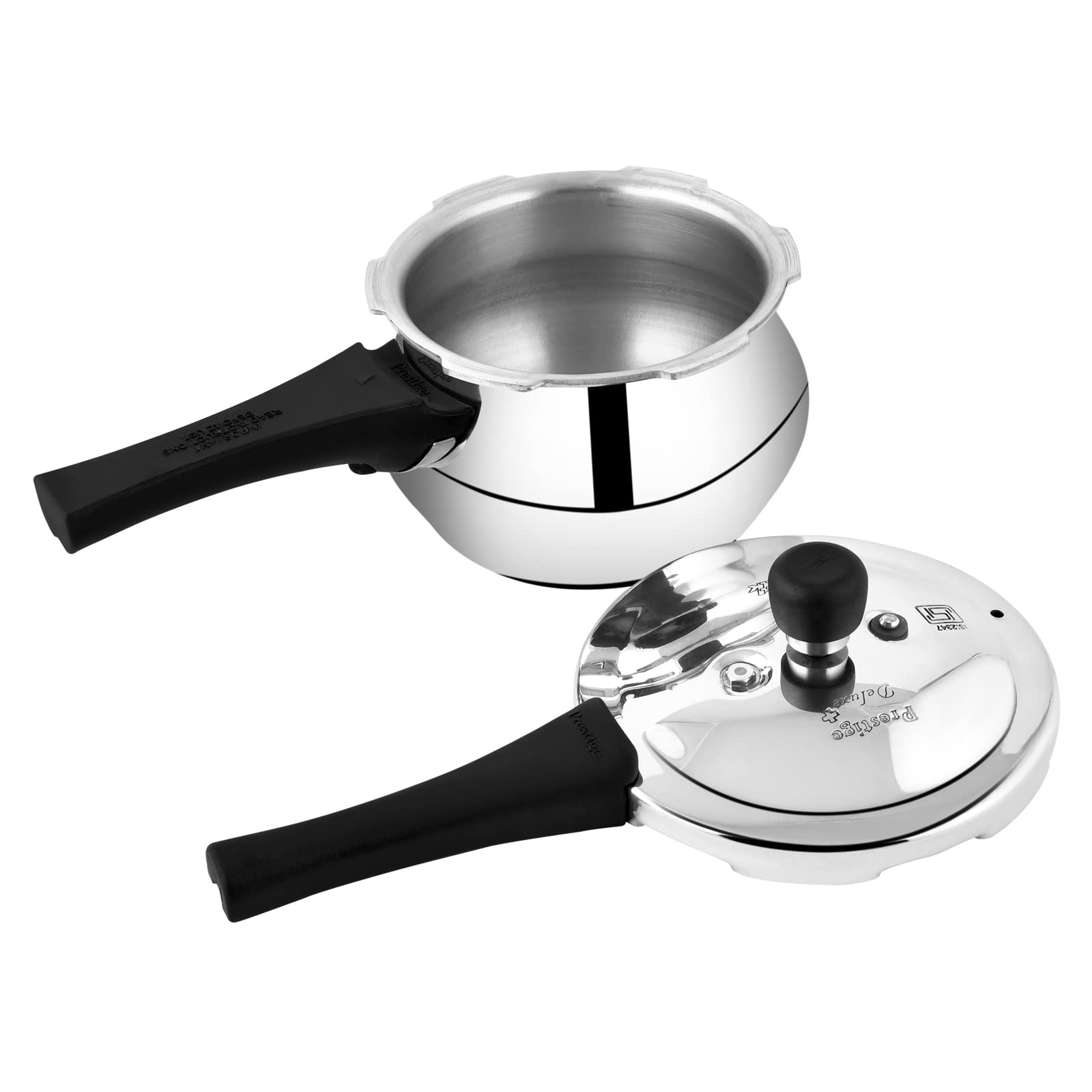 Prestige PRDAH2 Deluxe Plus 2-Liter New Flat Base Aluminum Pressure Handi for Gas and Induction Stove, 2-Liter, Small, Silver