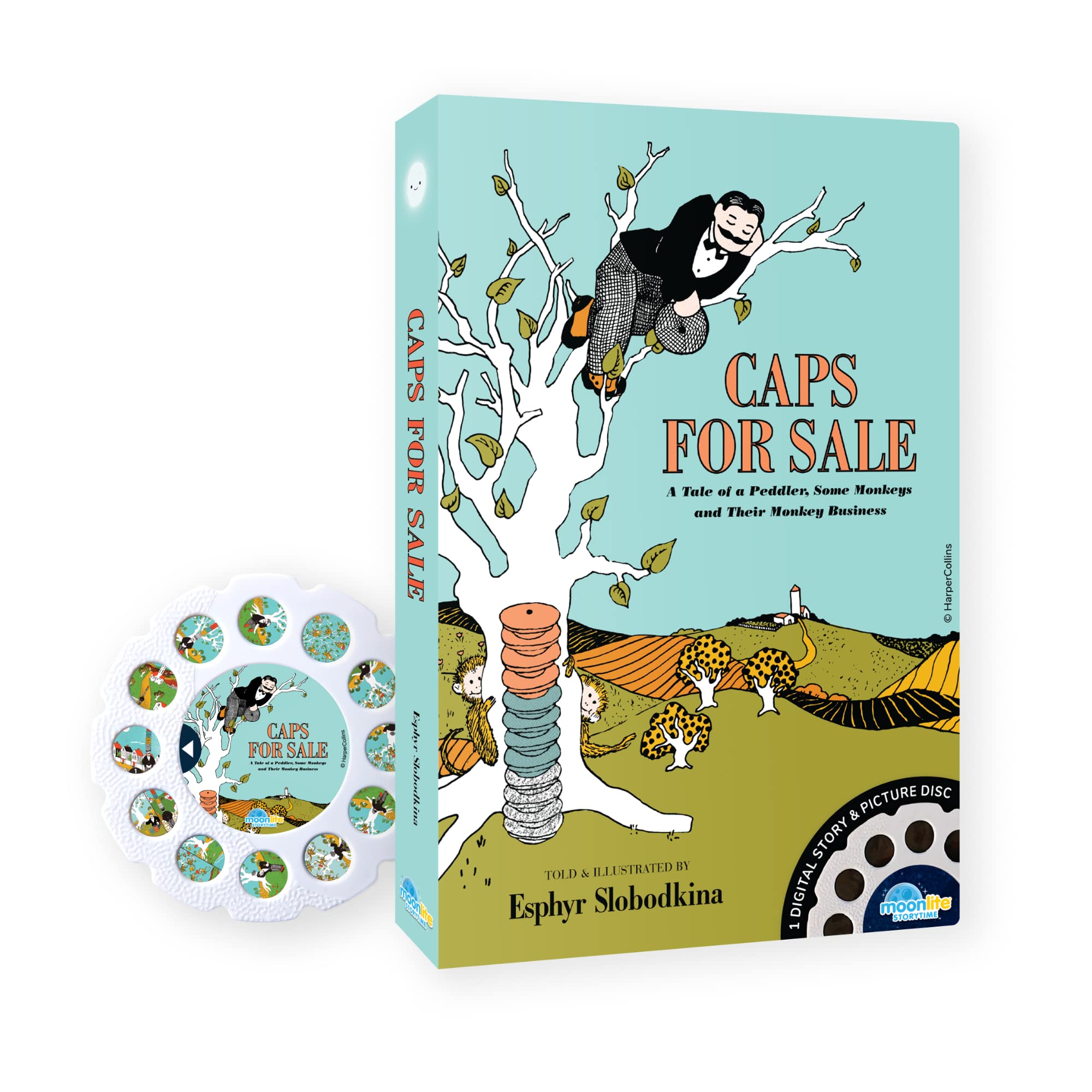 Moonlite Storytime Caps for Sale Storybook Reel, A Magical Way to Read Together, Digital Story for Projector, Fun Sound Effects, Learning Gifts for Kids Ages 1 Year and Up