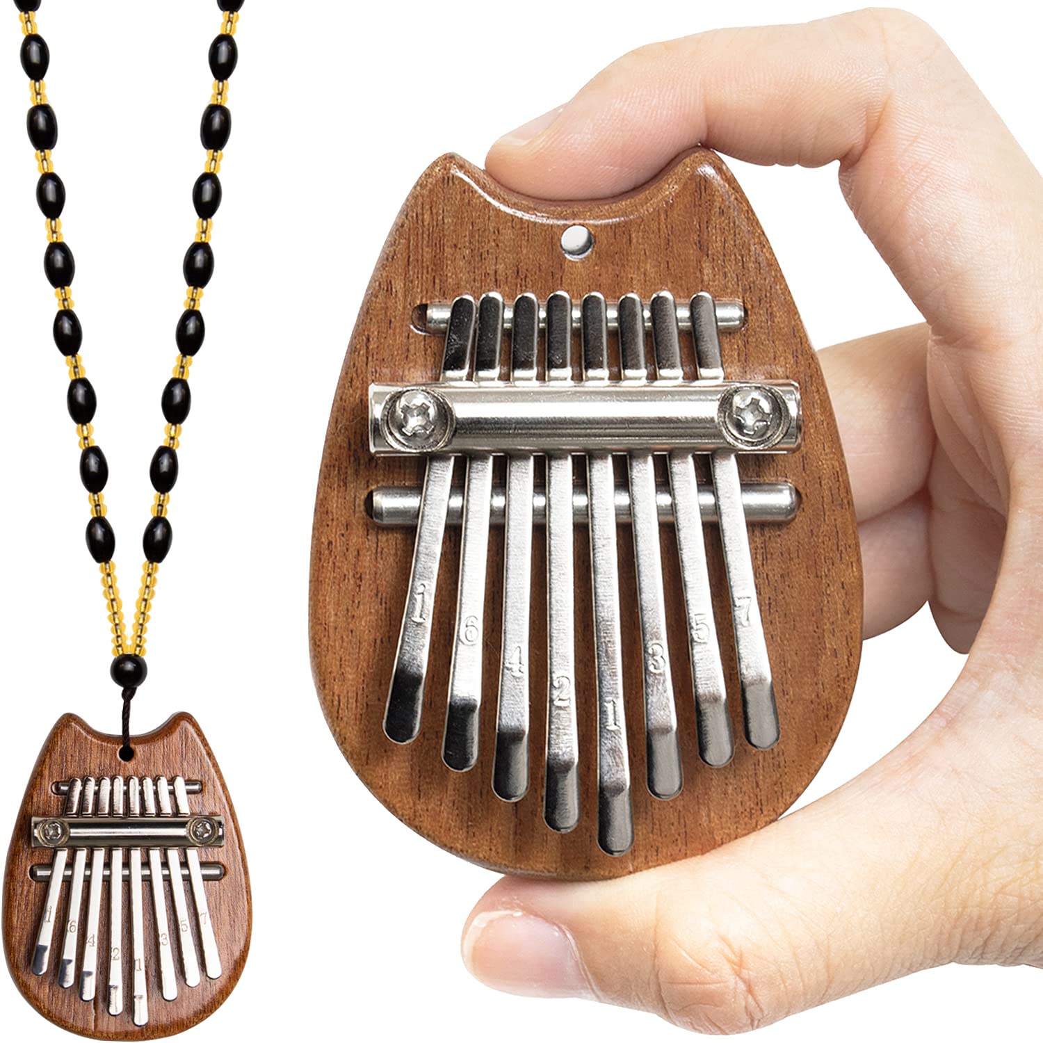 Mini Kalimba Thumb Piano,8 Key Mini Thumb Piano for Kids,Wood Finger Piano with Lanyard Portable Marimba for Kids Adults Beginners