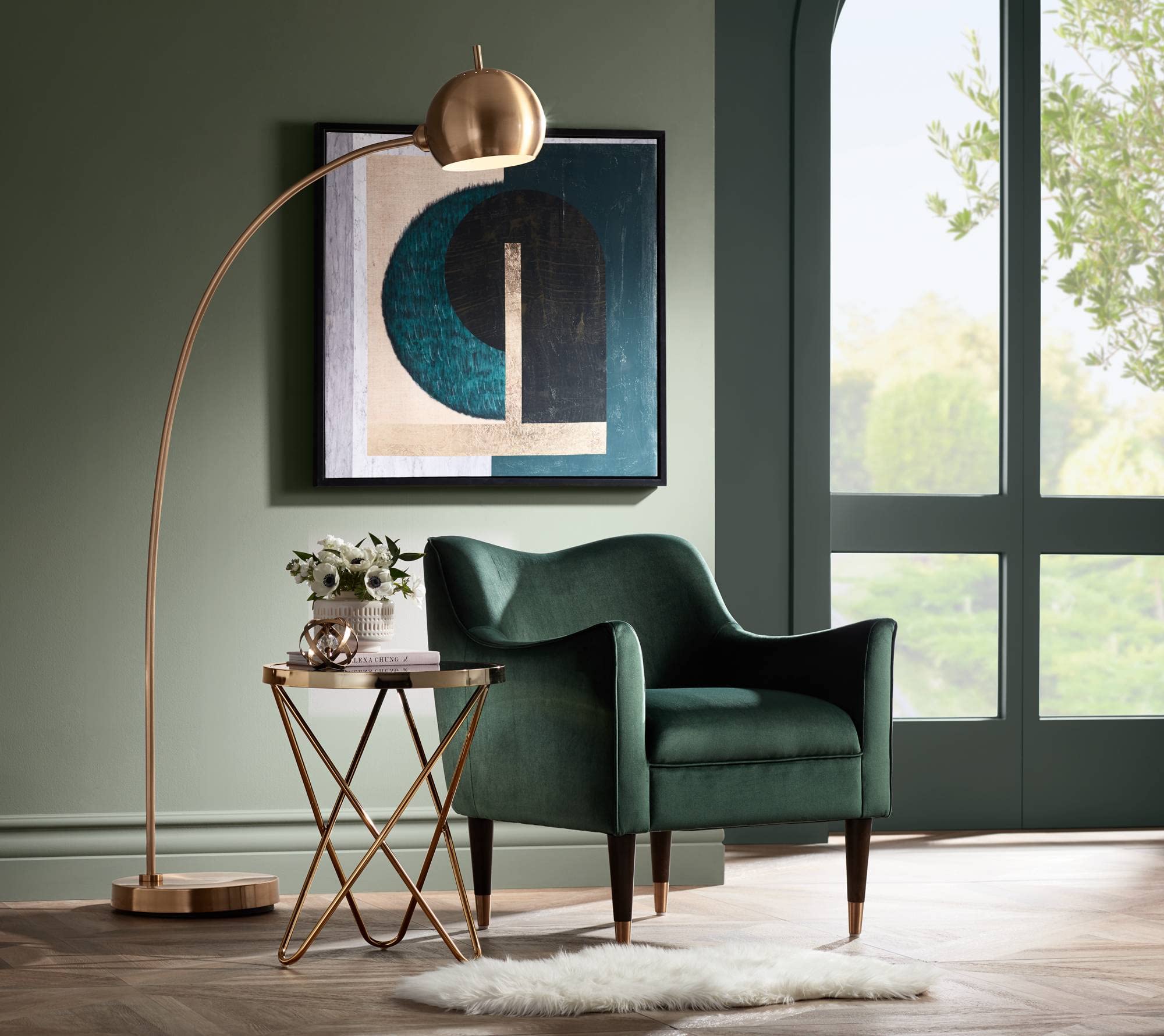 Possini Euro Design Capra Modern Chairside Arched Lamp Floor Standing 70" Tall Antique Brass Gold Swivel Head Bright Lighting Decor for Living Room Task Reading House Bedroom Home