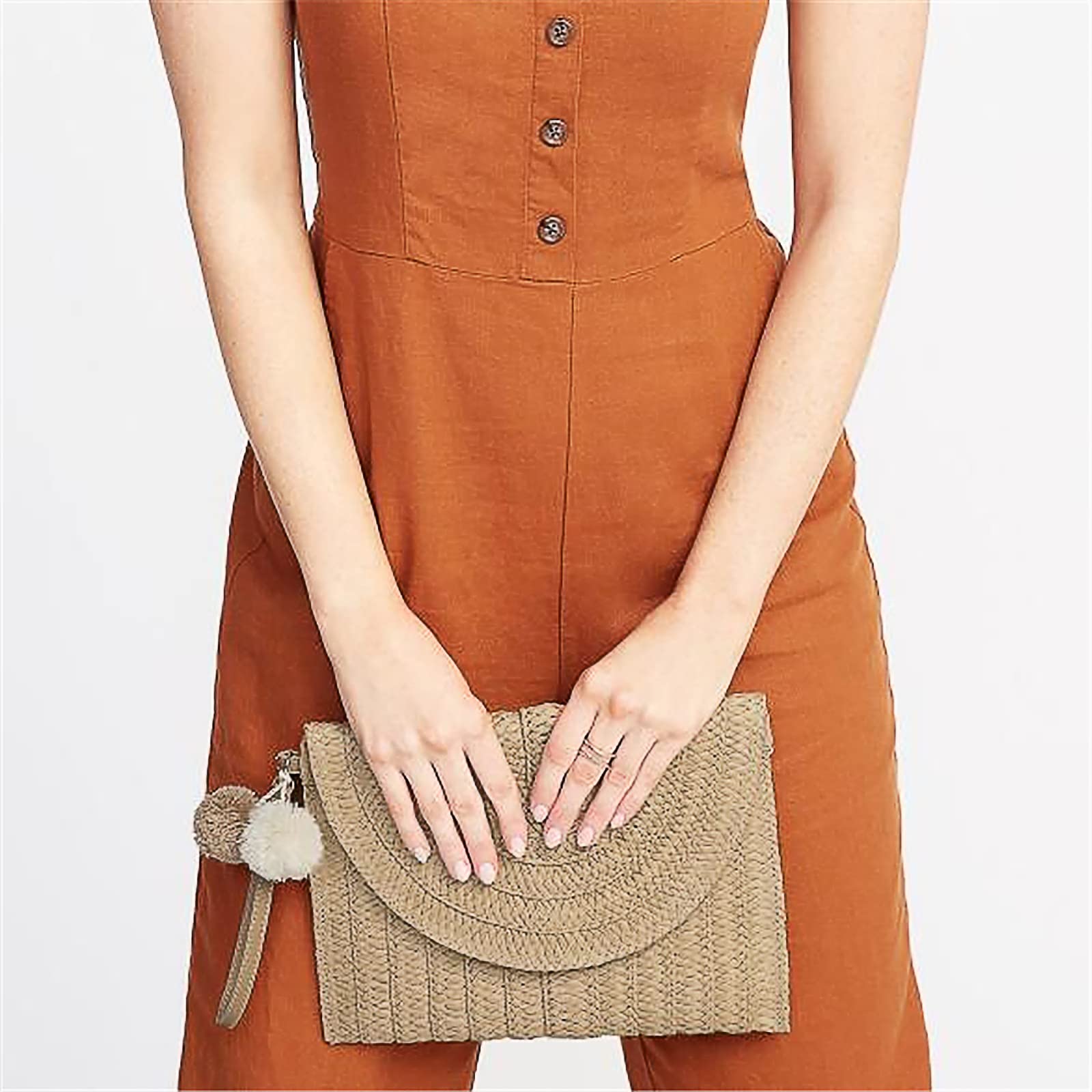 NVAAV Crossbody Bag Wristlet Clutch for Women, Medium Straw Purse for Summer Beach, Wallet Shoulder/Handbags