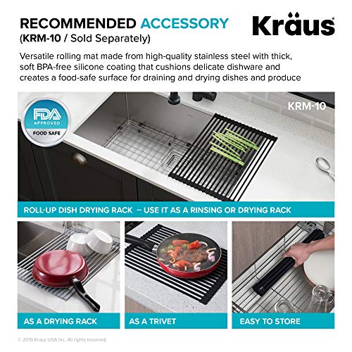 KRAUS Pax 31 1/2-inch 16 Gauge Undermount Single Bowl Stainless Steel Kitchen Sink, KHU32