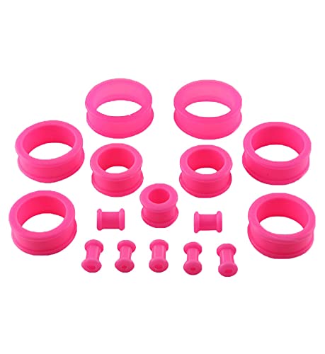 Pair 3/4" (19MM) PINK SILICONE FLAT FLARE TUNNELS Double Flare Gauges Thin Soft Flexible Flesh Plugs (2pcs)