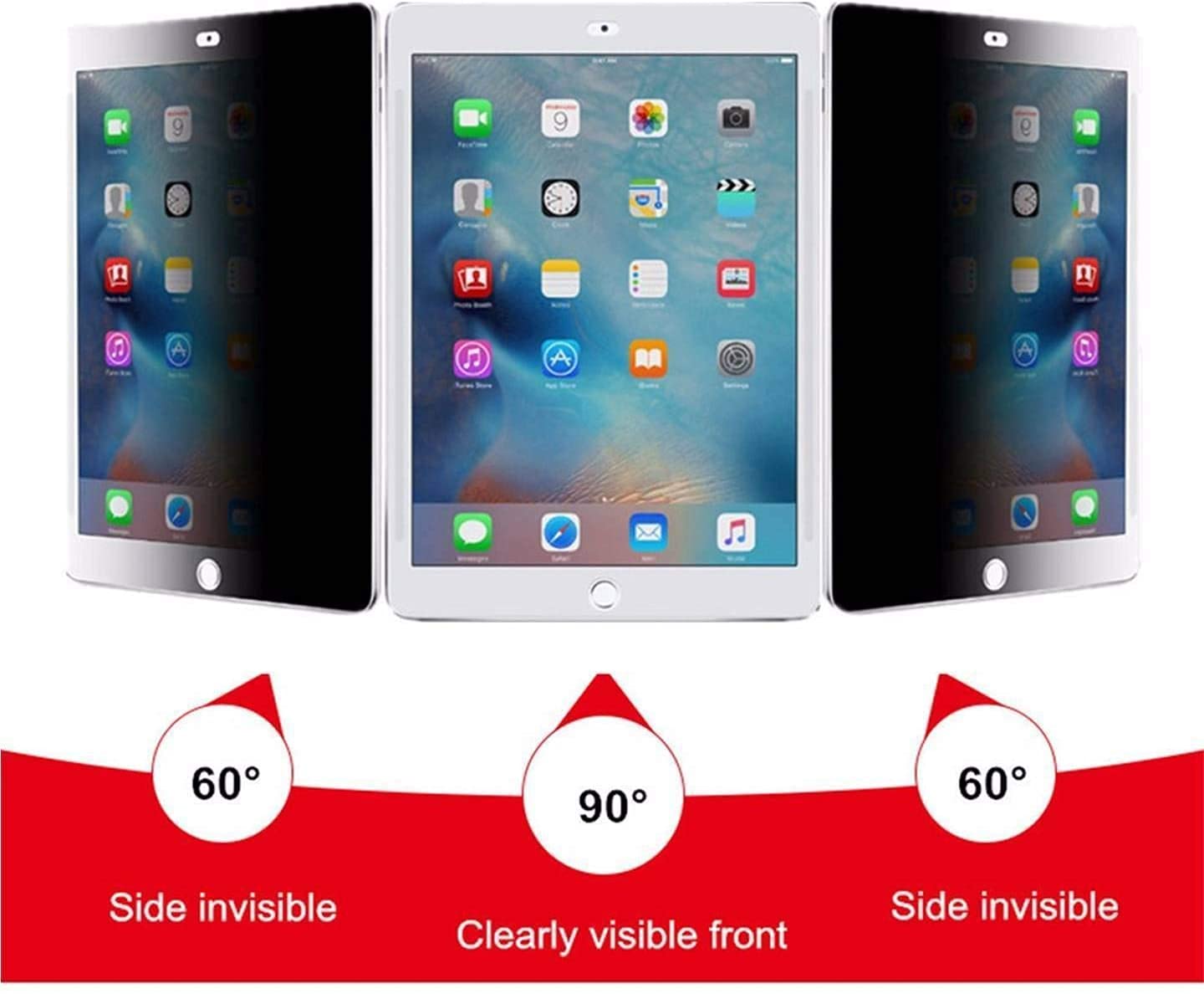 YUNXIASW] Fit For Screen Protector Compatible with iPad 9.7 inch 2018/2017, iPad Air 1/iPad Air 2 Privacy Screen Protector Tempered Glass, Anti-Spy Screen, Anti-Scratch, Anti-Shock