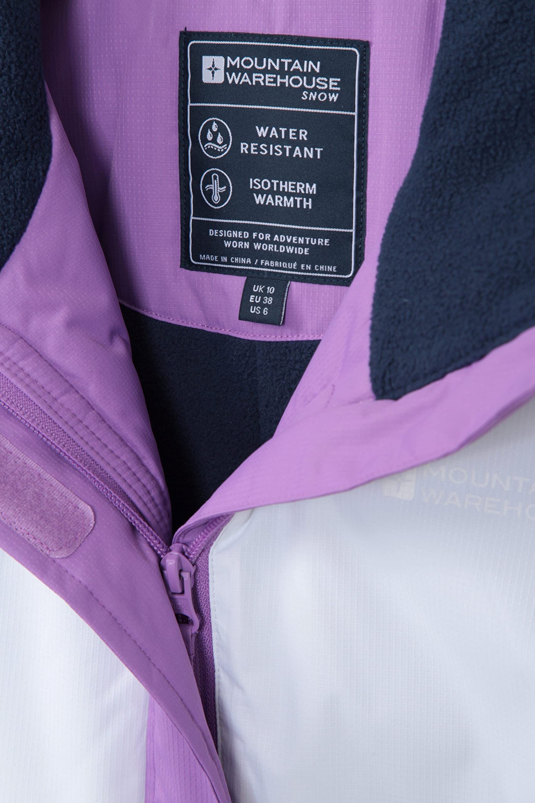 Mountain Warehouse Moon Womens Winter Ski Jacket - Warm Snow Jacket Light Purple 6