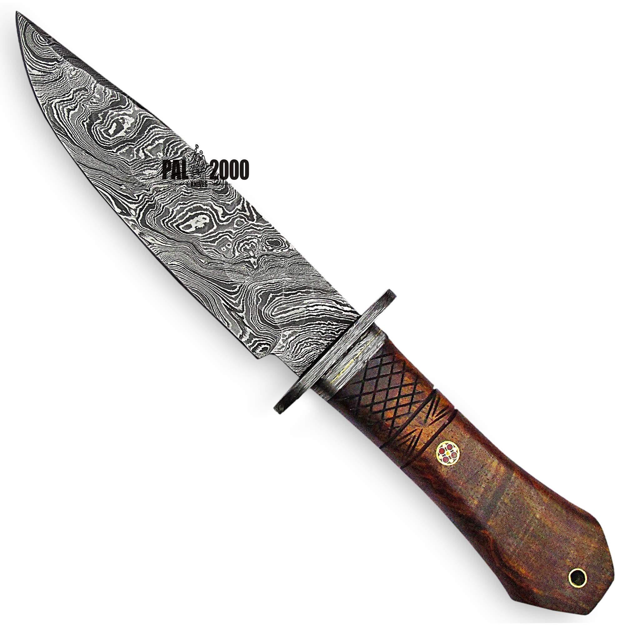 PAL 2000 HUNTING KNIVES Ssrg 9913 Handmade Damascus Steel Custom Knife Solid Rose Wood Handle