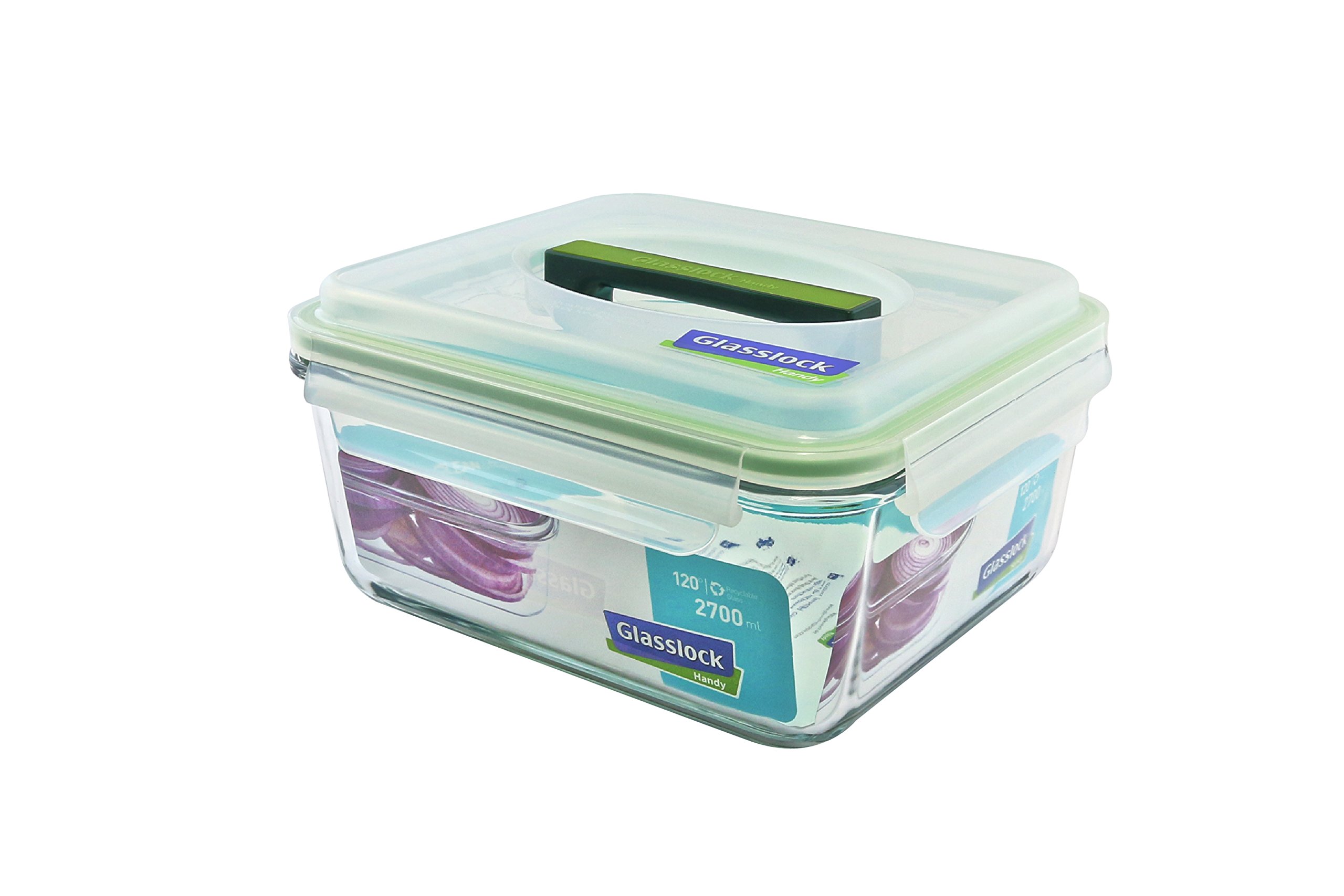 Rectangular Handy Tempered Glass Food Container 2700ml - Glasslock Airtight Anti Spill RP603