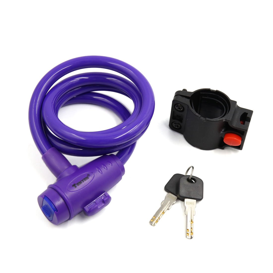 Qtqgoitem Purple Bicycle Bike Cycling Motorbike Coil Security Lock Cable Chain w Two Keys (model: 963 c29 7cd e03 a23)