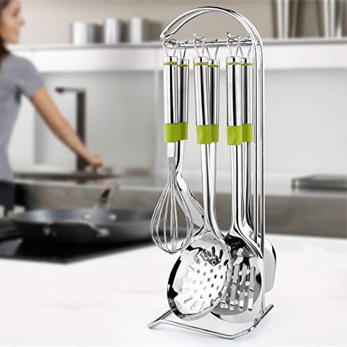 LMMDP Kitchen Suit Cooking Shovel a Soup Spoon Scoop Colander Full Set of Cooker Household Stainless Steel Kitchen Ware Seven