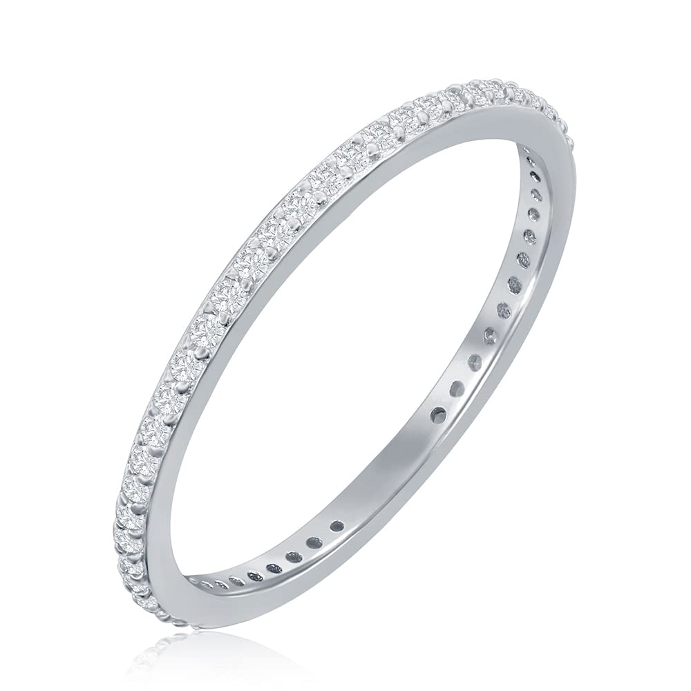NYC Sterling Silver Ring – Sterling Silver Band – Cubic Zirconia Stones Silver Rings for Women – Sterling Silver Jewelry – Comfortable Fit