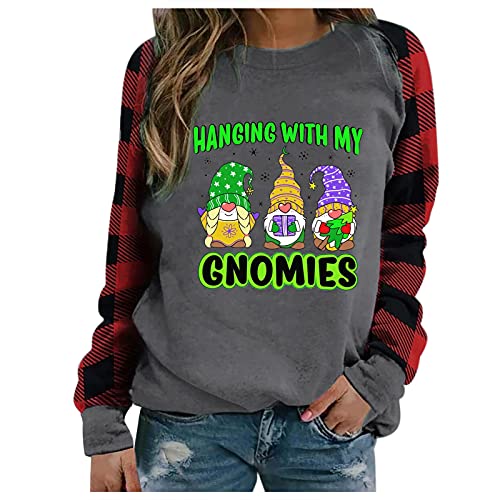 Tops For Women 2022 Cute Elk Pattern Blouse Long Sleeve Festival Shirts Relaxed Fit Workout Tops Fall Sweatshirt Green
