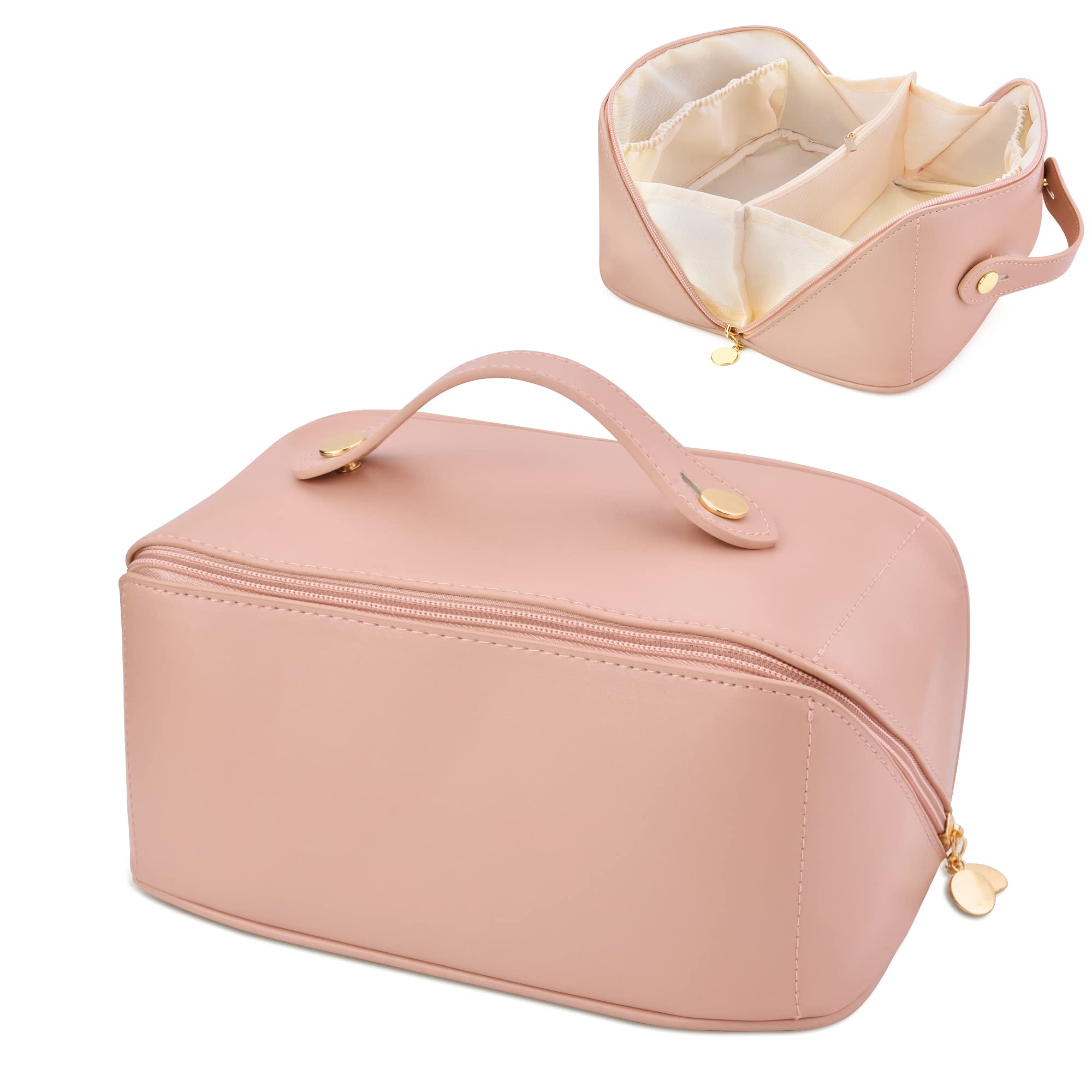 VENMATE Large Capacity Travel Cosmetic Bag, Makeup Bag Waterproof Portable Cosmetic Bag, Toiletry Bag for Skincare Cosmetics Toiletries with Handle and Divider, Travel Makeup Bag Mother's Day