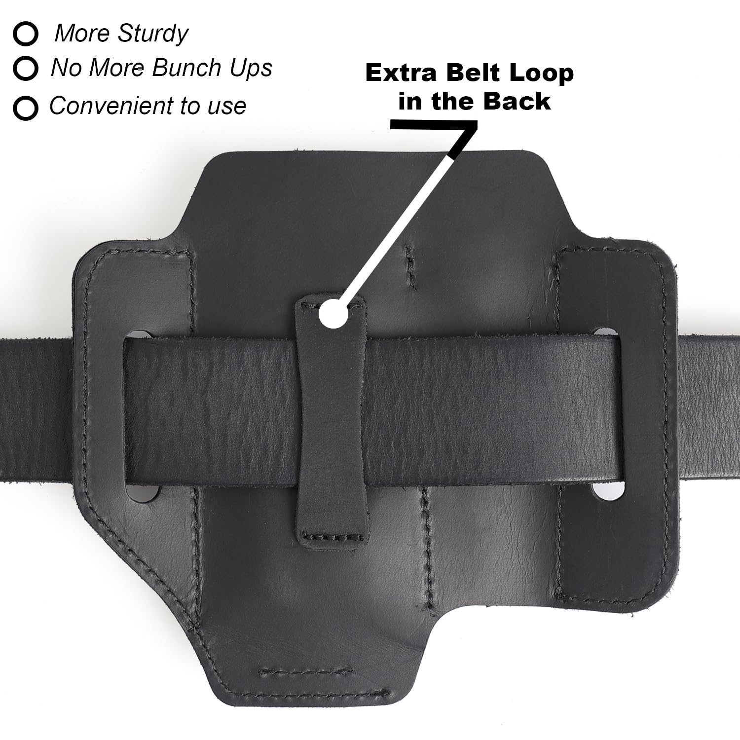 Topstache Multitool Sheath for Belt - EDC Belt Organizer - Leather Multitool Holster with Flashlight Holder, Elastic Band Pen Holder and Keychain Clip - Multitool Holder - Multitool Pouch, Black