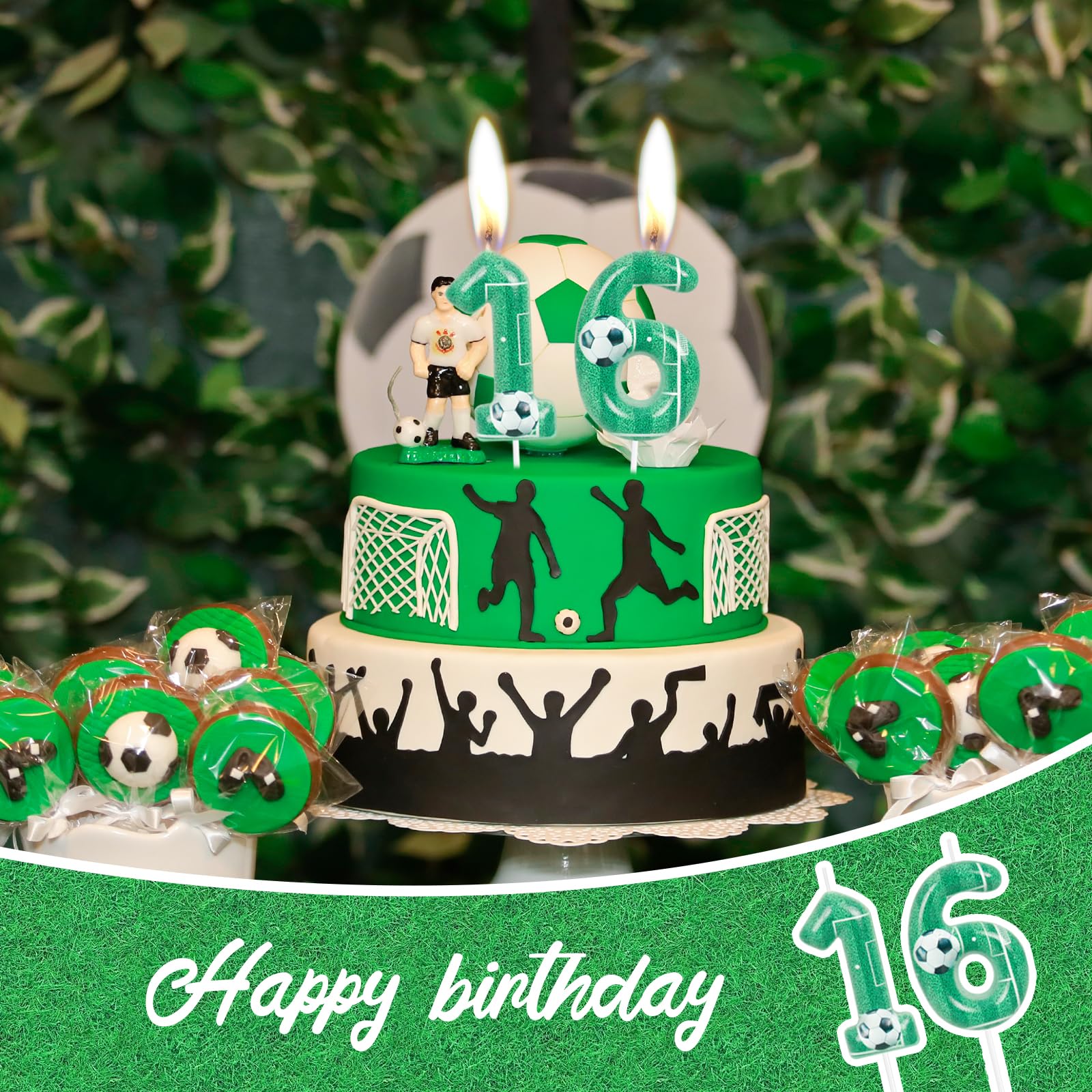 ZHIHUI Birthday Candle Soccer Football Themed Party Decorations, Number Happy Birthday Cake Candle, Football Candle for Kids Football Fans Players, Cake Topper Reunions Theme Party Supplies(Number 12)