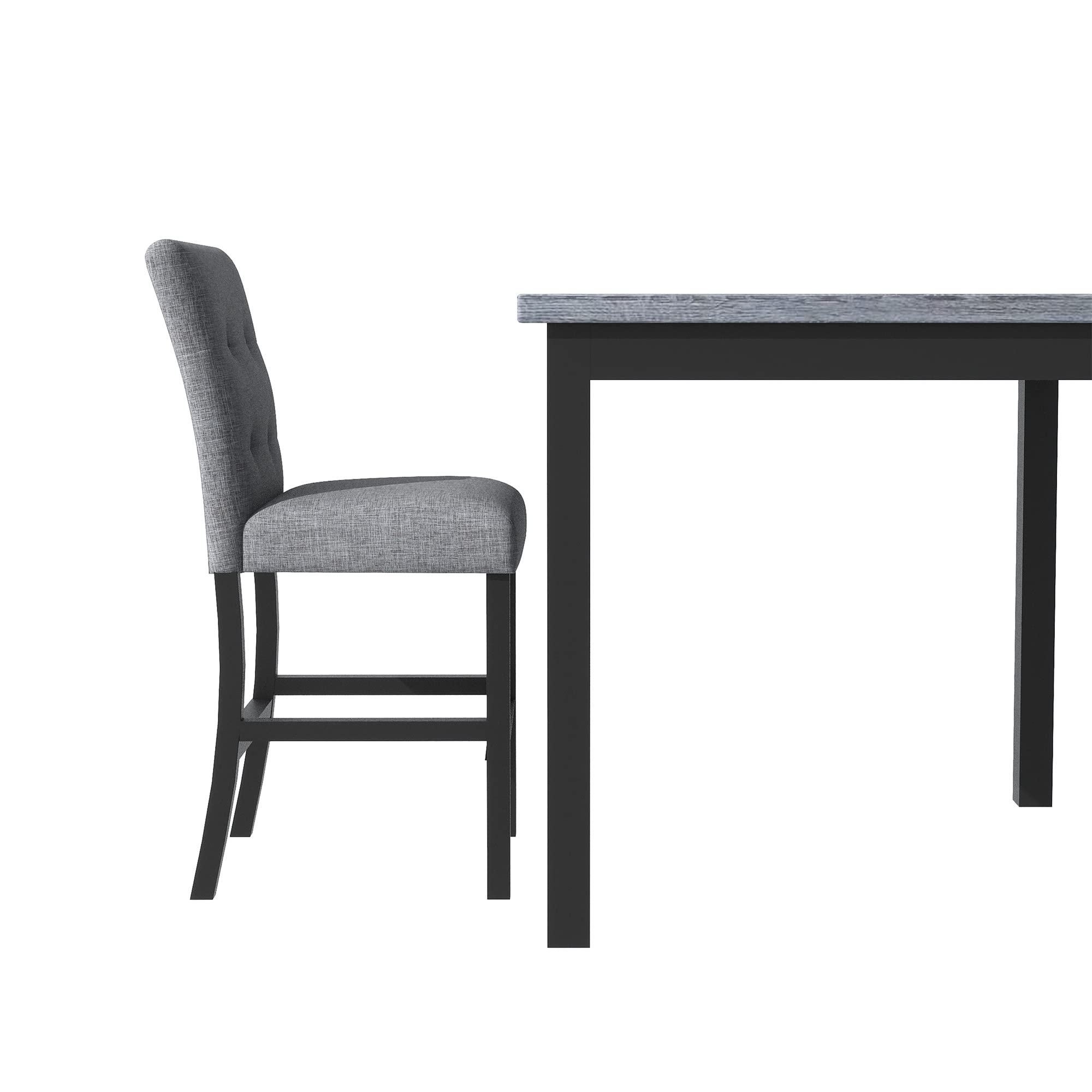 Lepfun 5-Piece Counter Height Set Wood Square for Apartment,Dining Room and Compact Space,Table Stools w/Footrest & 4 Upholstered high-Back Chairs,Easy to Assemble,Black