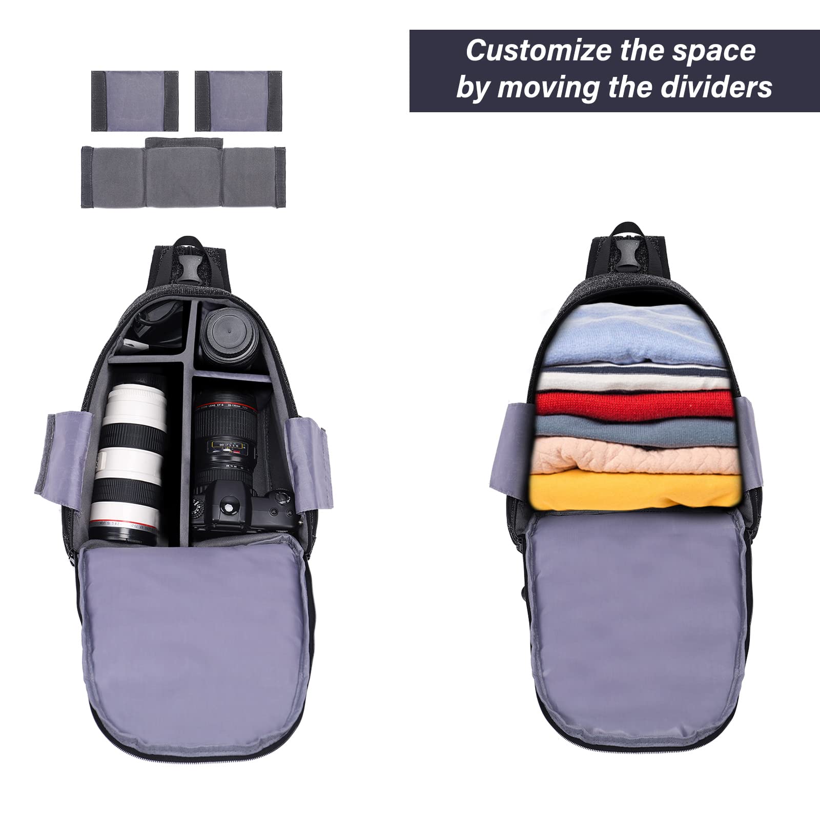 MOSISO Camera Bag Sling Backpack, DSLR/SLR/Mirrorless Photography Waterproof Camera Case Crossbody Shoulder Bag with Tripod Holder&Rain Cover&Shoulder Straps Compatible with Canon/Nikon/Sony, Black