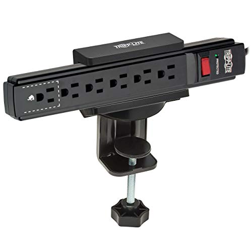 Tripp Lite Power Strip Holder, Desk Clamp Power Strip Mount, Surge Power Strip Clamp Mount for Surge and Power Strips 1.6' - 2.4' Black (CLAMPUSBLK)