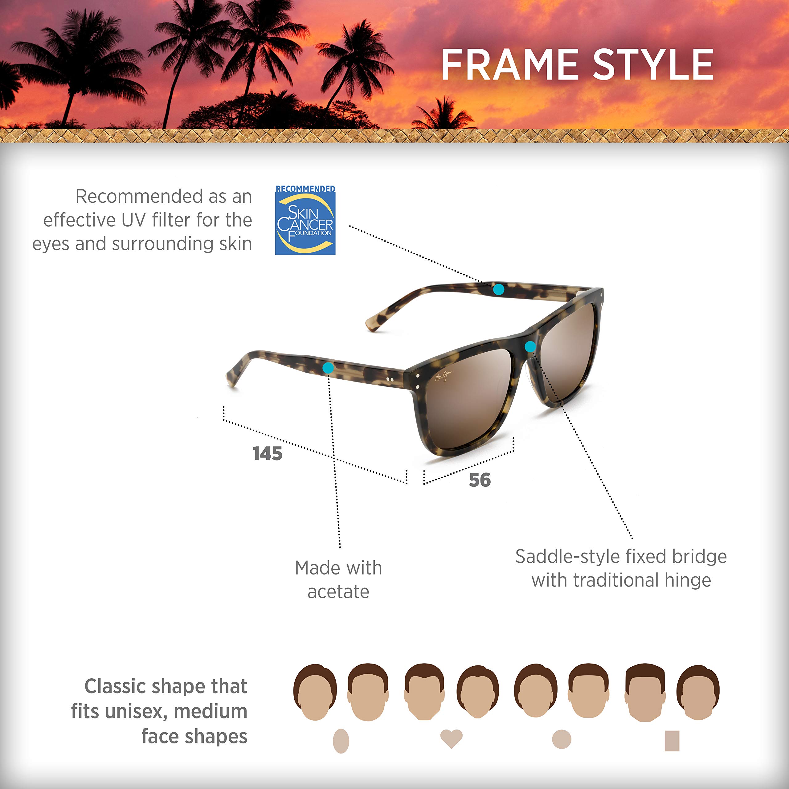 Maui Jim Men's and Women's Velzyland Polarized Classic Sunglasses, Olive Tortoise/HCL® Bronze, Medium