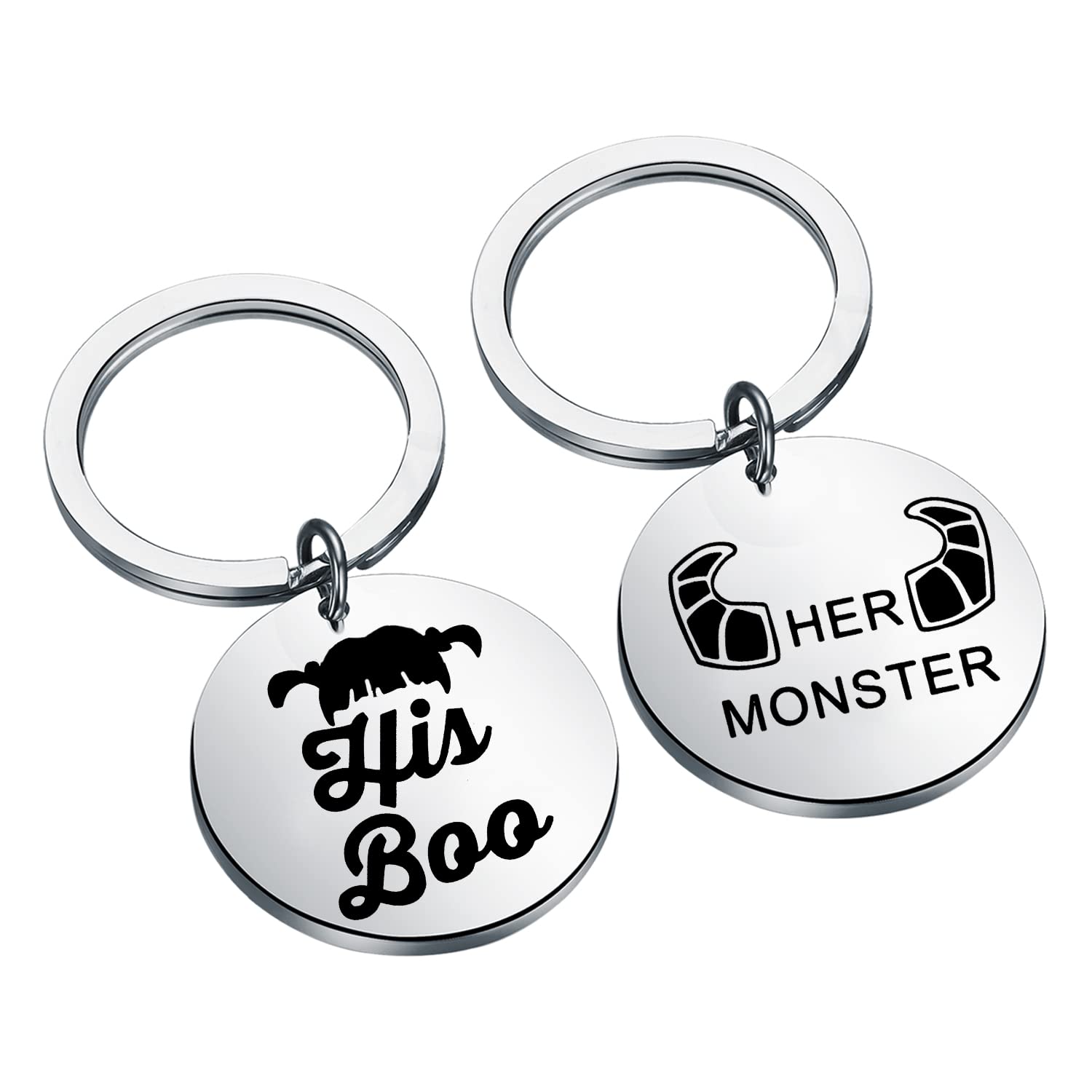 Movie Inspired Couple Keychain Set Her Monster His Boo Monster Matching Couple Gift (HER MONSTER US)