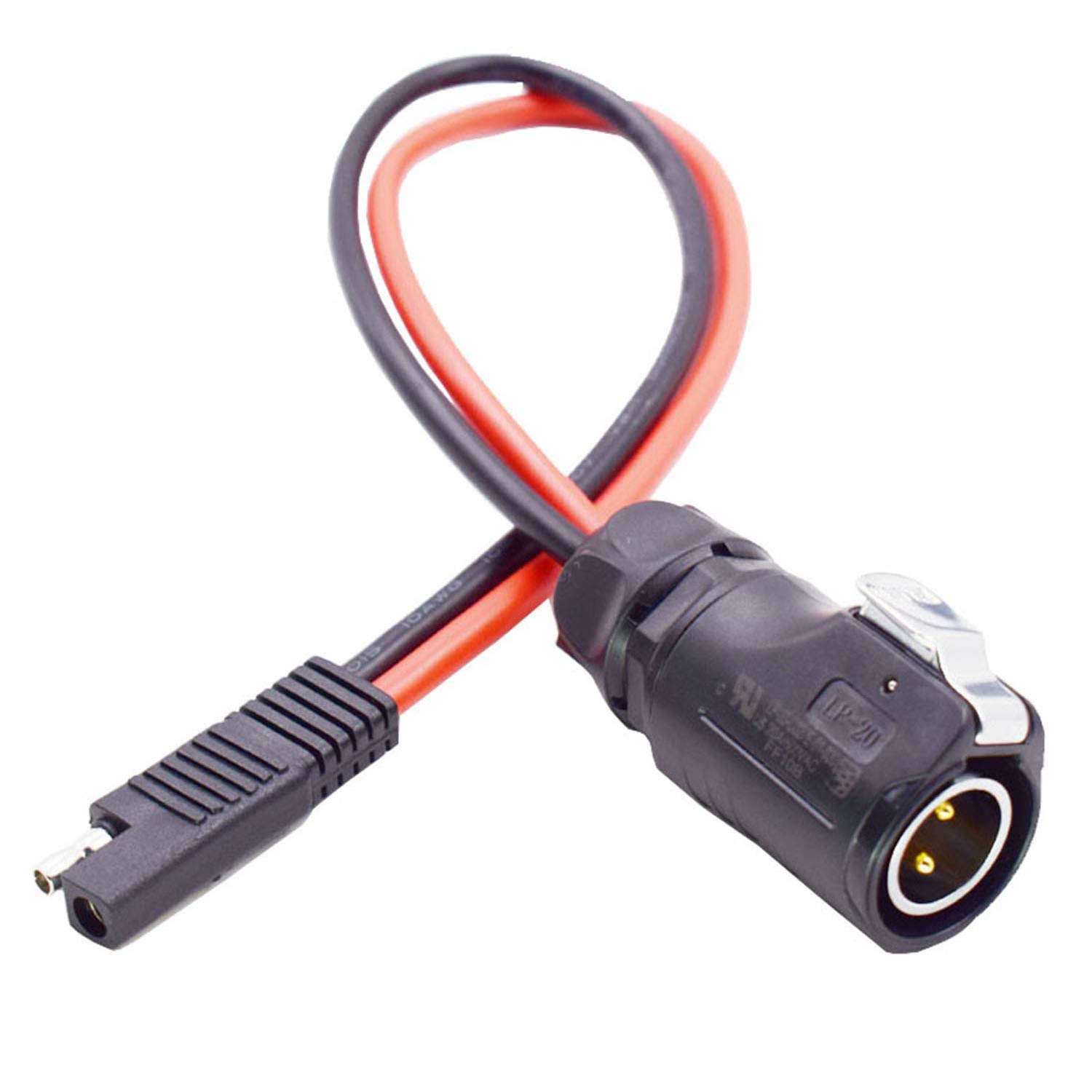 Mr.Bee Lingyu 10AWG 2 Pin Power Industrial Circular Connector to SAE Cable Adapter, with 1 SAE to SAE Polarity Reverse Connector, for Furrion, Solar Panel Suitcase, Forrest River RV Solar Ports