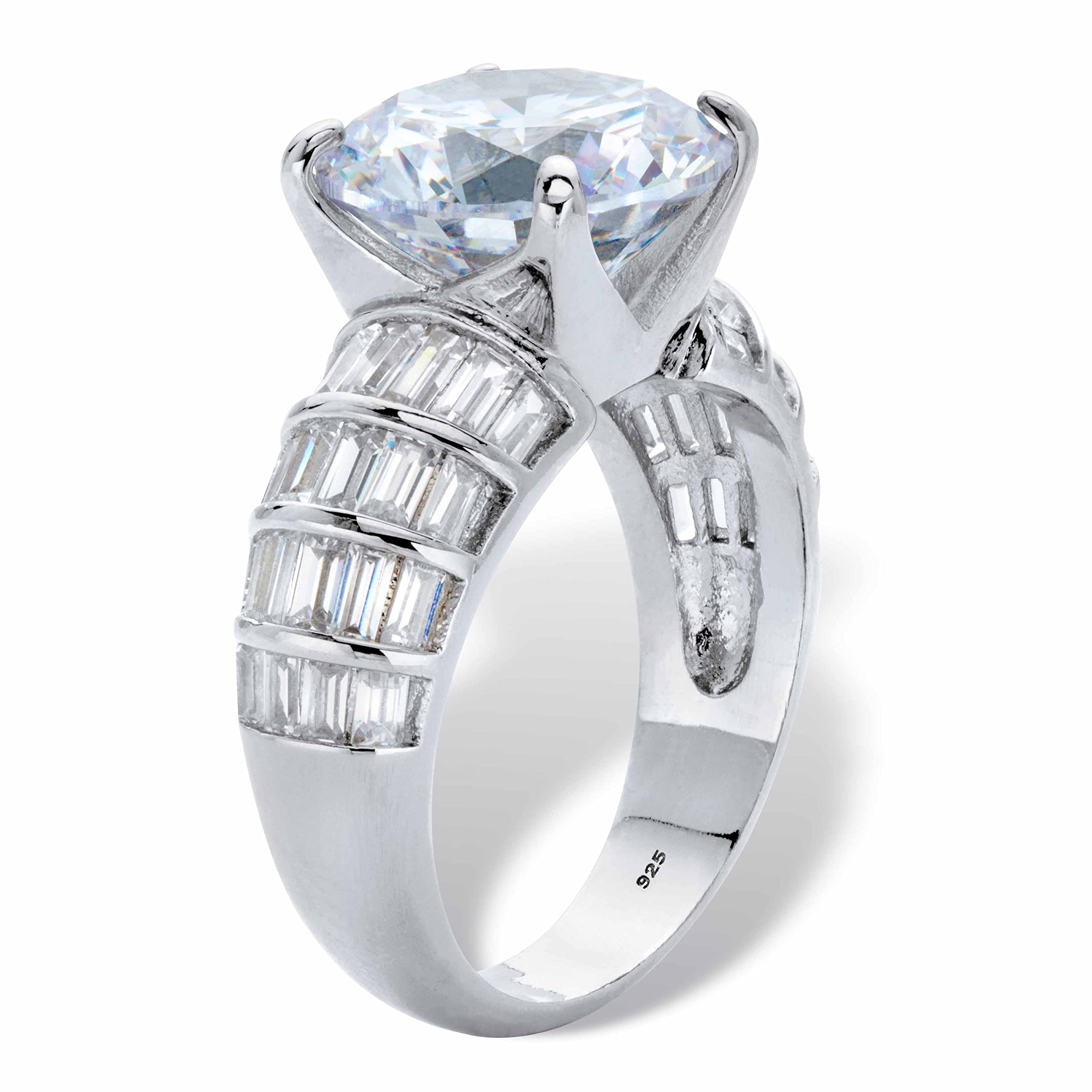 PalmBeach Jewelry Platinum-plated Sterling Silver Round Cubic Zirconia Engagement Ring Sizes 6-10 Size 6