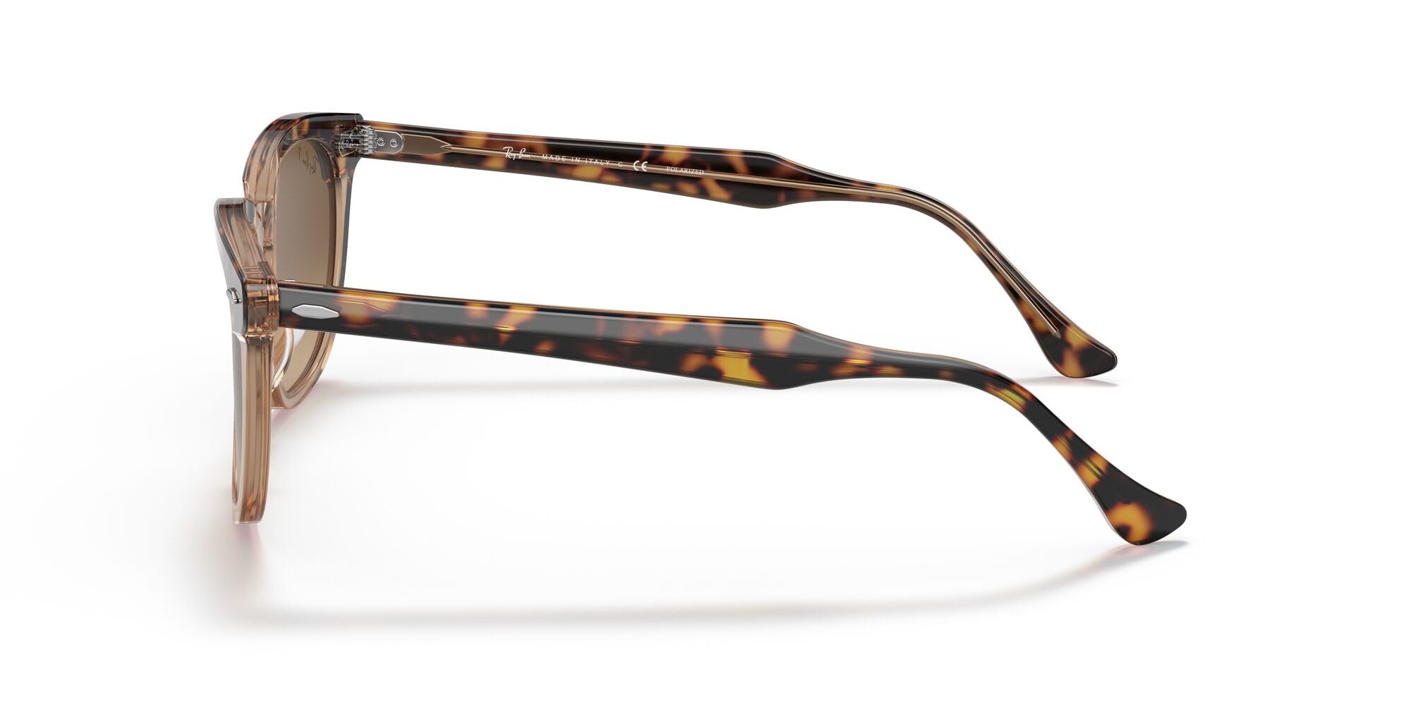 Ray-Ban RB2298 Hawkeye Square Sunglasses, Havana On Transparent Brown/Brown Gradient Polarized, 52 mm