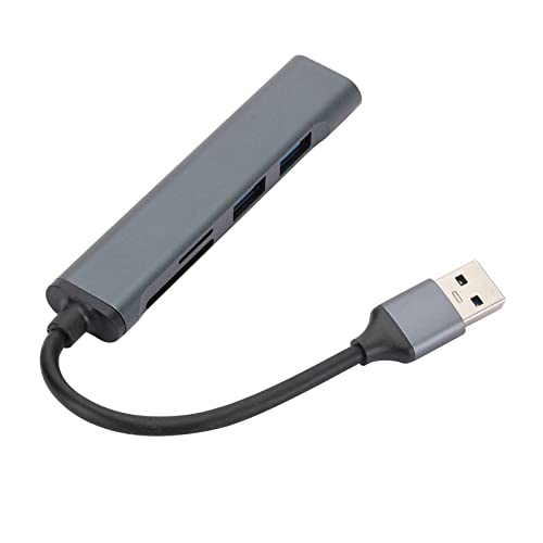 Ronyme Compact USB 3.0 Docking Hub, with Card Reader TF/x USB 2.0 5 in 1 Aluminum Alloy Multi Ports Splitter for PC Gaming Desk Accessories