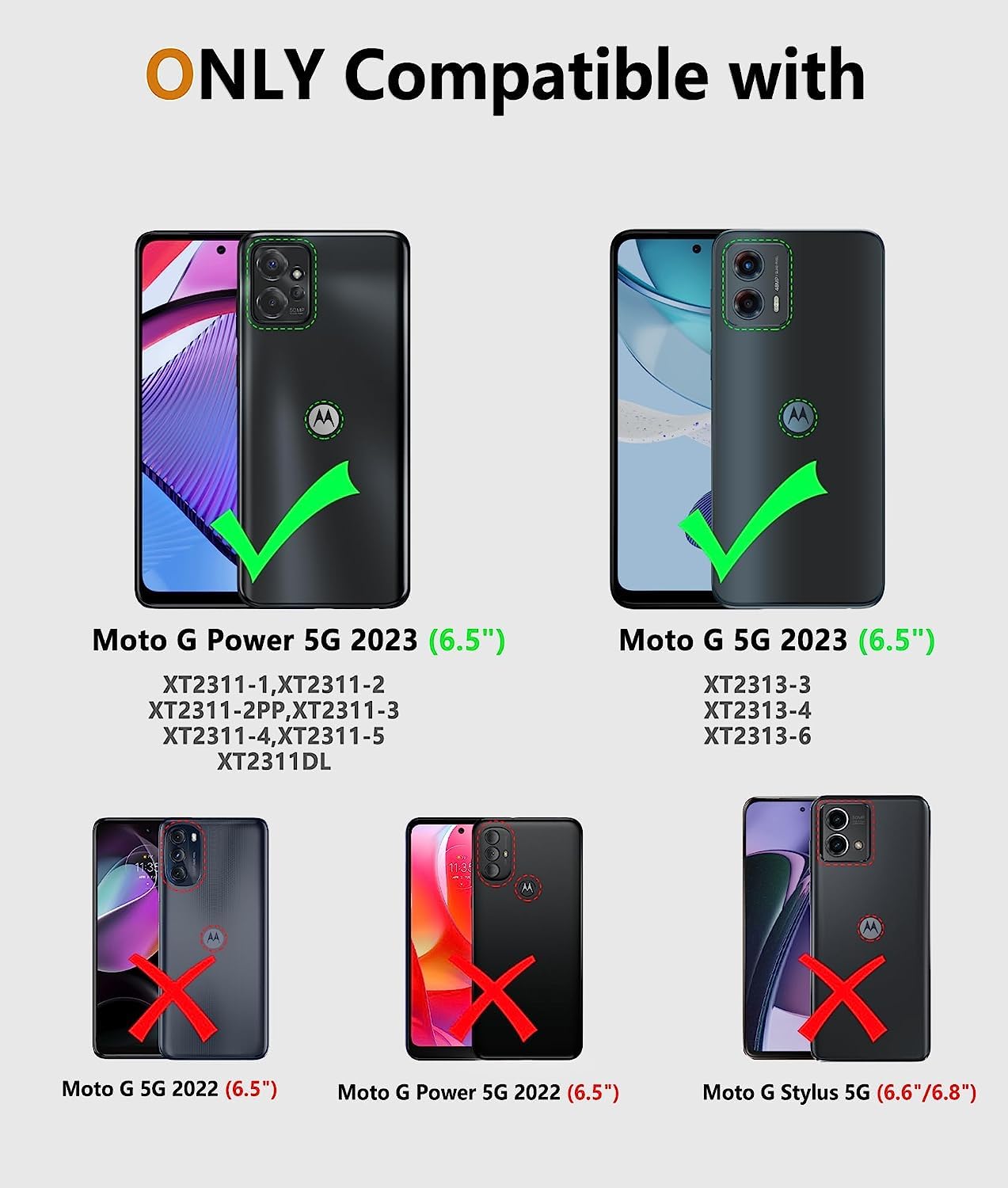 NGB Supremacy Case for Motorola Moto G 5G (2023)/Power 5G (2023), Full Body Protection with [Built-in Screen Protector] Ring Holder/Wrist Strap, Shockproof Bumper Cover (Clear)