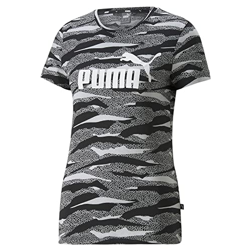 PUMA Women's Essentials+ Animal All Over Print Tee, Black, Medium