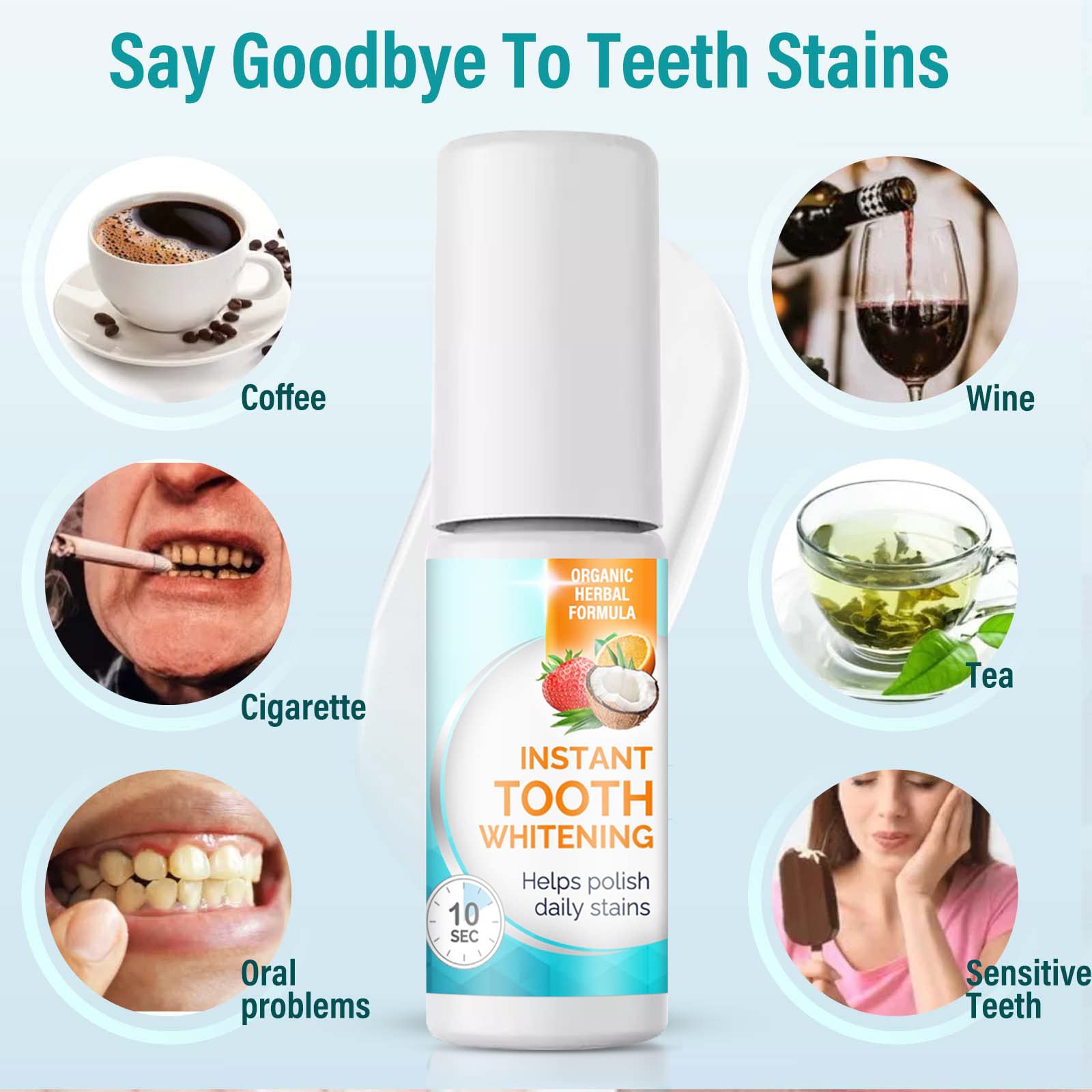 Tooth Paint, Teeth Whitening Paint, Tooth Polish Uptight White, Instantly Get a Shiny Smile, Easy to Apply