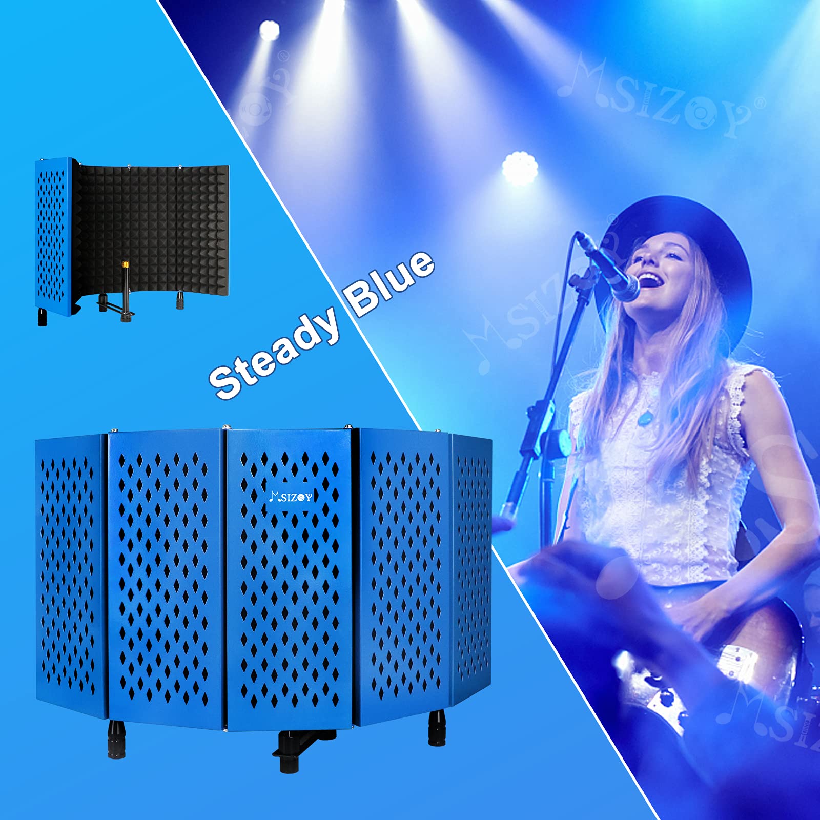 MSIZOY 5-panel Black Foldable Studio Recording Microphone Isolation Shield,High Density Mic Sound Absorbing Foam Shield for Vocal/Acoustic Recording Podcasts Singing and Broadcasting Gaming YouTube