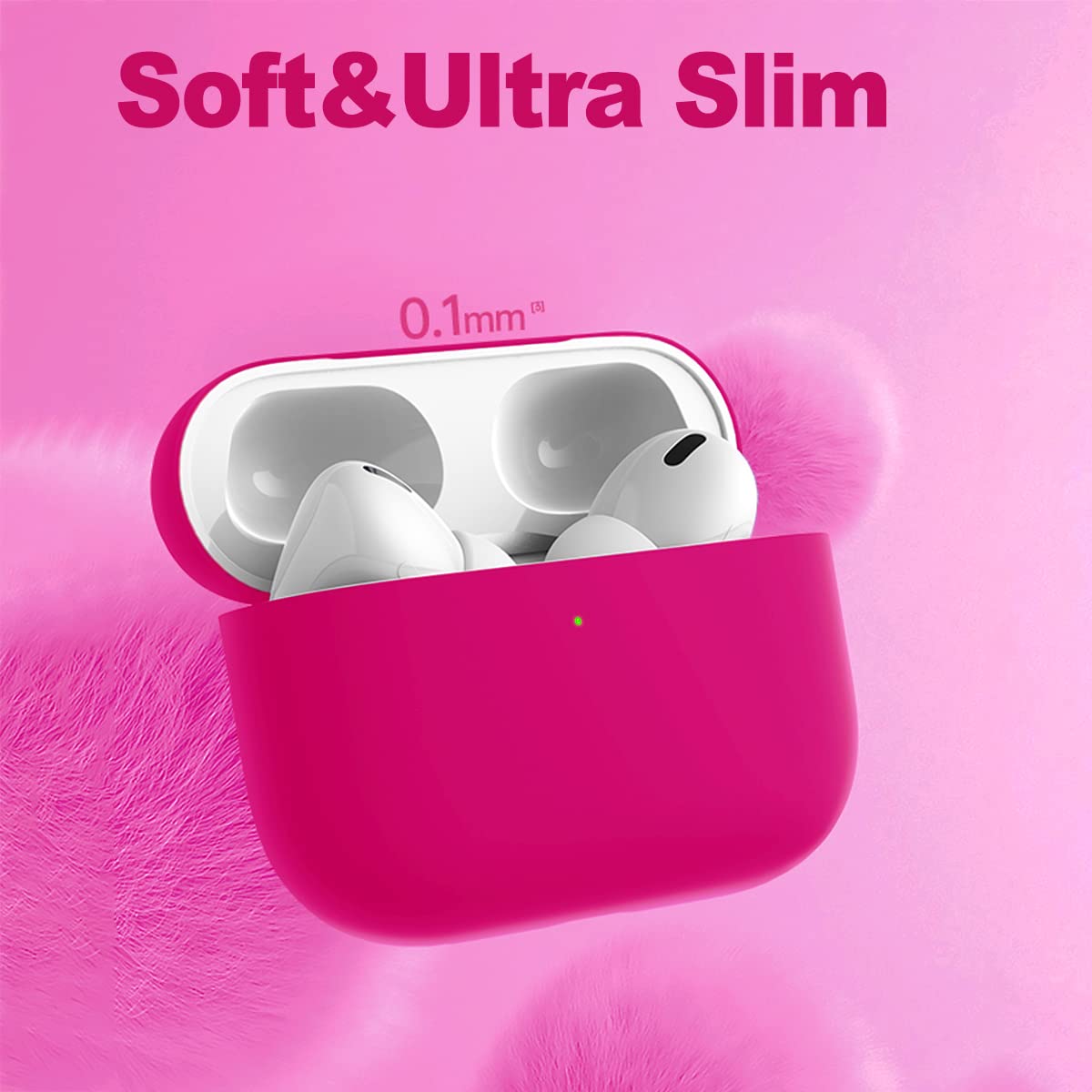 Ussnuler Compatible with Airpods Pro 2nd Generation Case Cover 2022, Slim Soft Silicone Skin Protective Cover with Lanyard [Front LED Visible] for AirPods Pro 2 (Rose Pink)