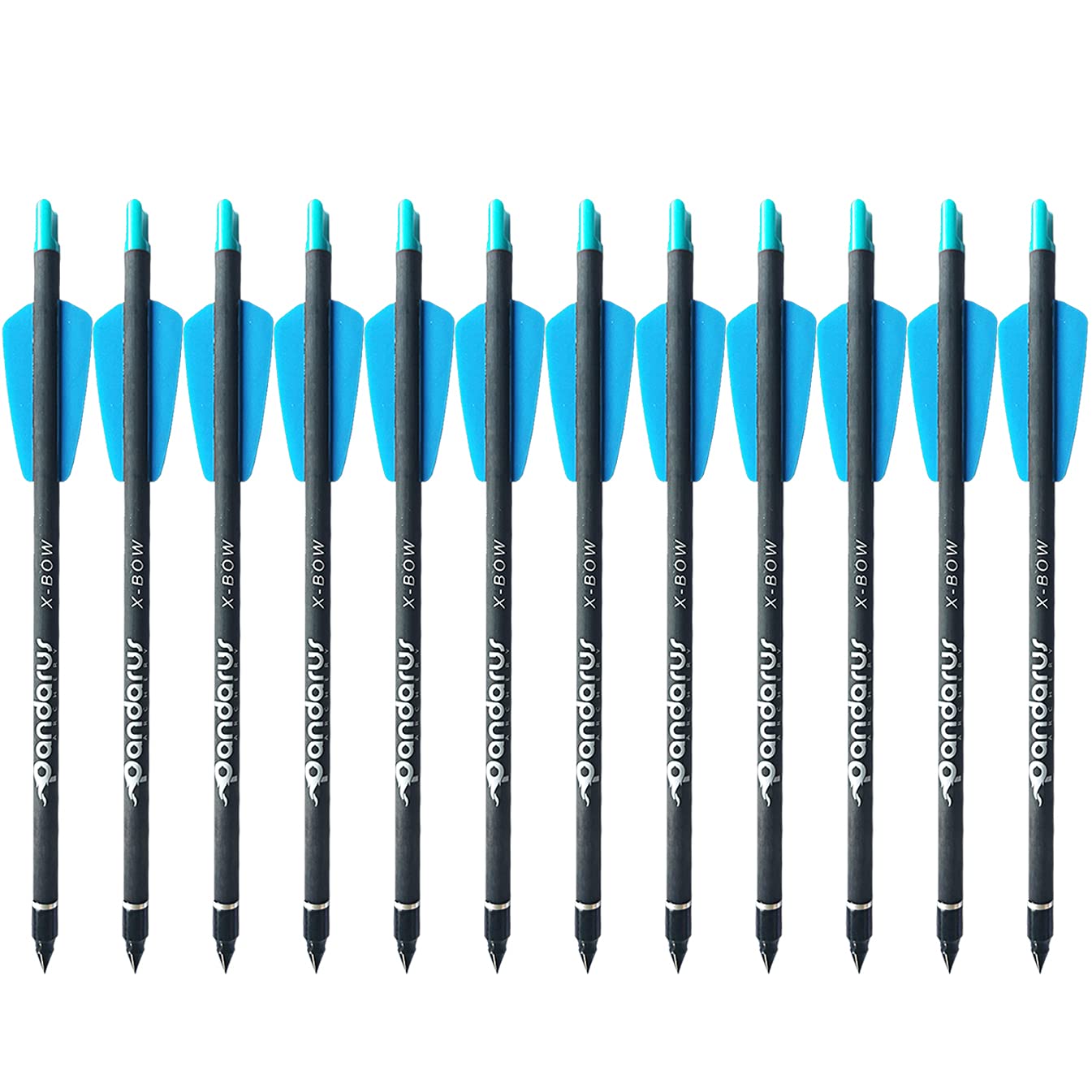 PANDARUS Archery Carbon Arrow 7.5" inch Fletched 2" Vanes with Field Point for Outdoor Hunting Shooting Pack of 12 (Blue)