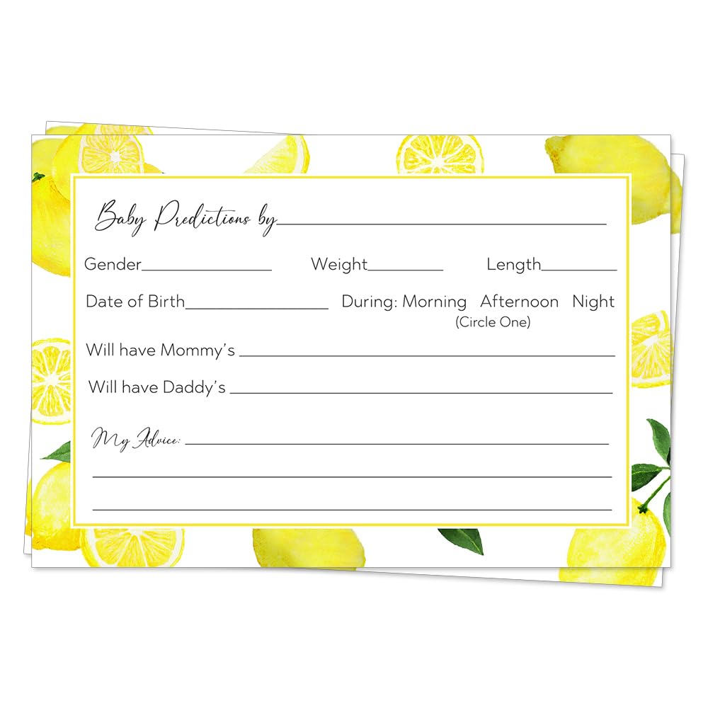 Lemonade Baby Shower Prediction Cards Lemon Theme Advice Guess Game Party Activities Squeeze (24 Count)