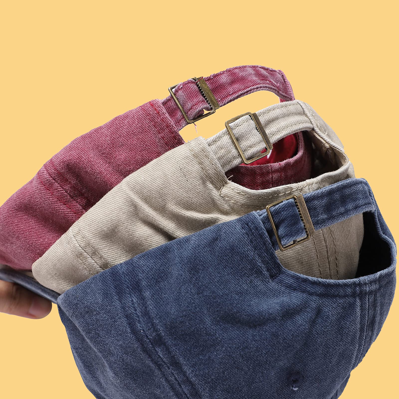 Owmido Solid Color Baseball caps, 6 pcs 3 pcs, 1 pcs, Retro Washed Cotton for Men and Women, Adjustable dad hat