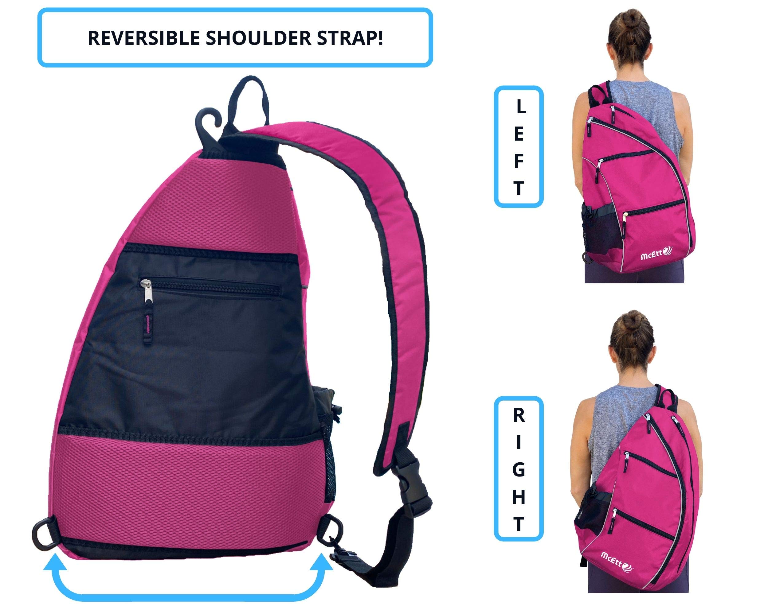 McEtt Pickleball Sling Bag – Adjustable Crossbody Backpack for Women Men – Holds Pickleballs, Paddles, Water Bottle, Gear